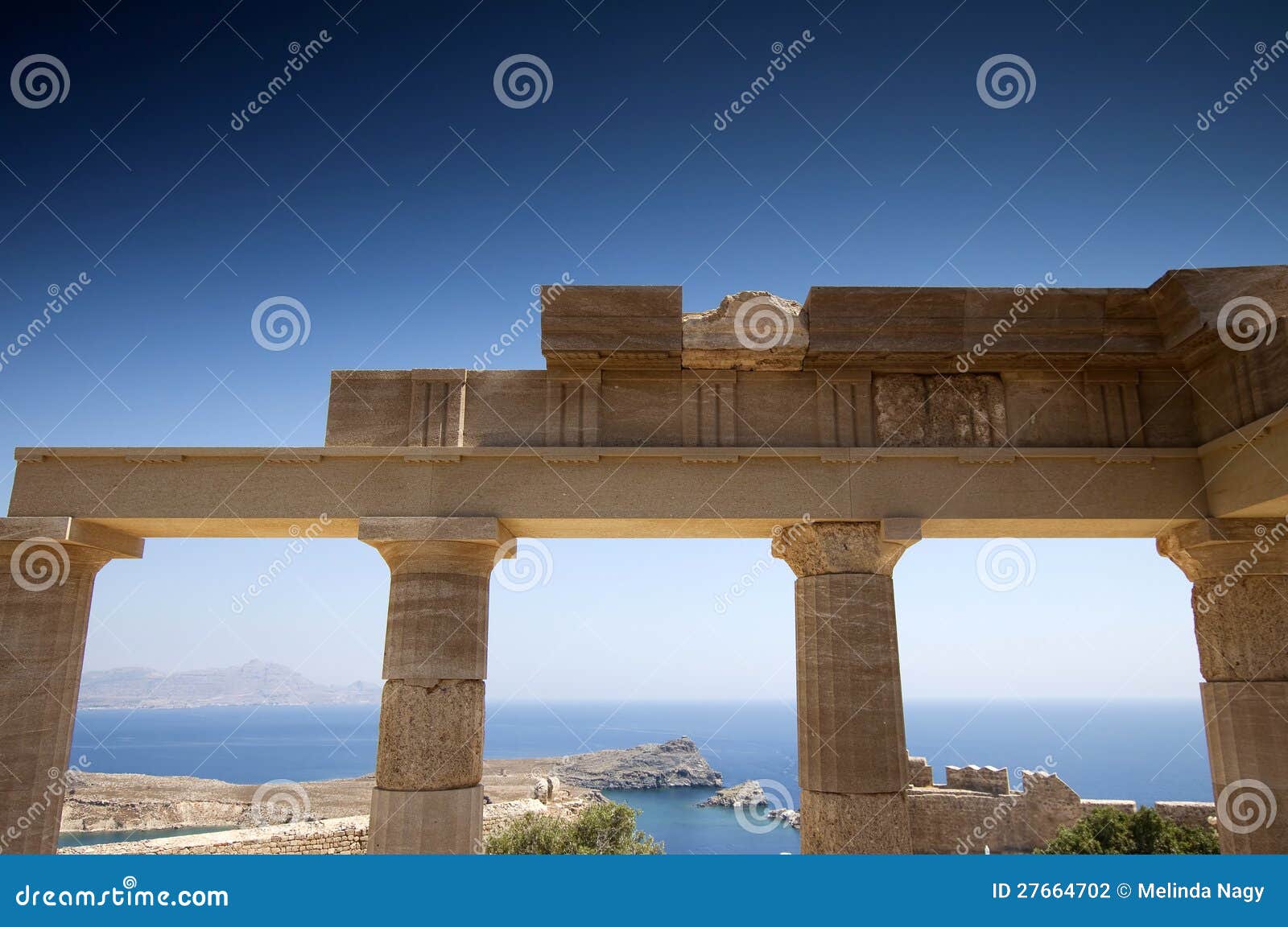 Lindos Acropolis Located in Rhodes Stock Photo - Image of greek, column ...