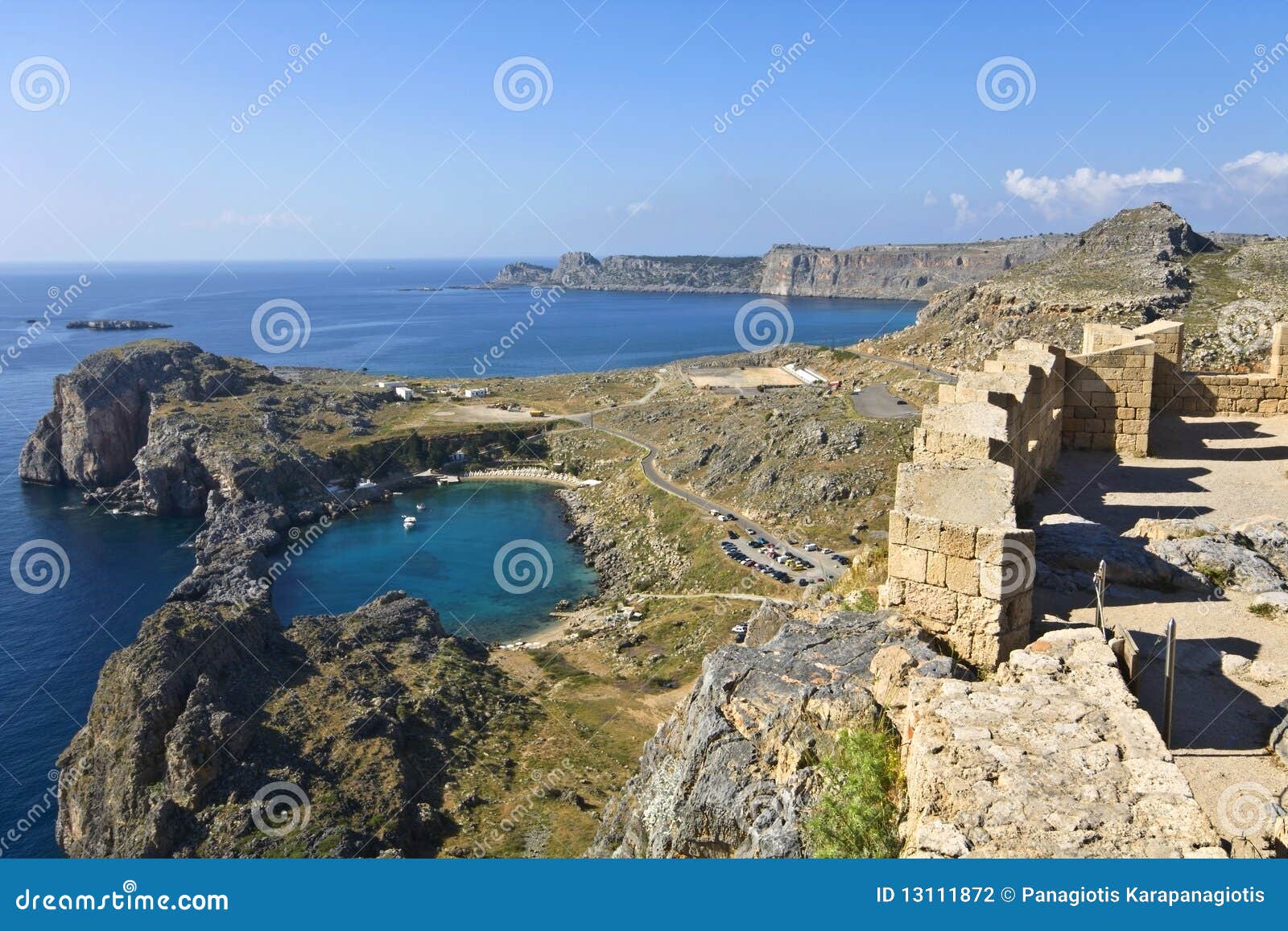Lindos Ancient Acropolis Area at Rhodes Stock Photo - Image of apollo ...