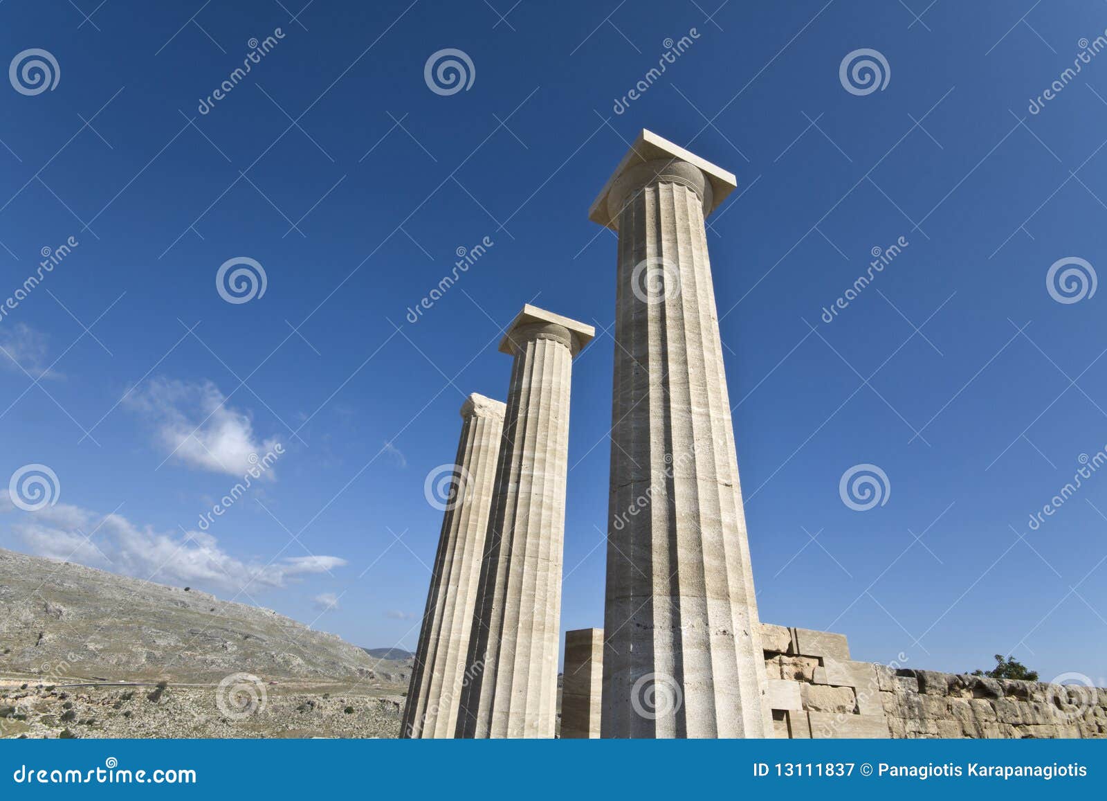 Lindos Ancient Acropolis at Rhodes Island Stock Image - Image of ...