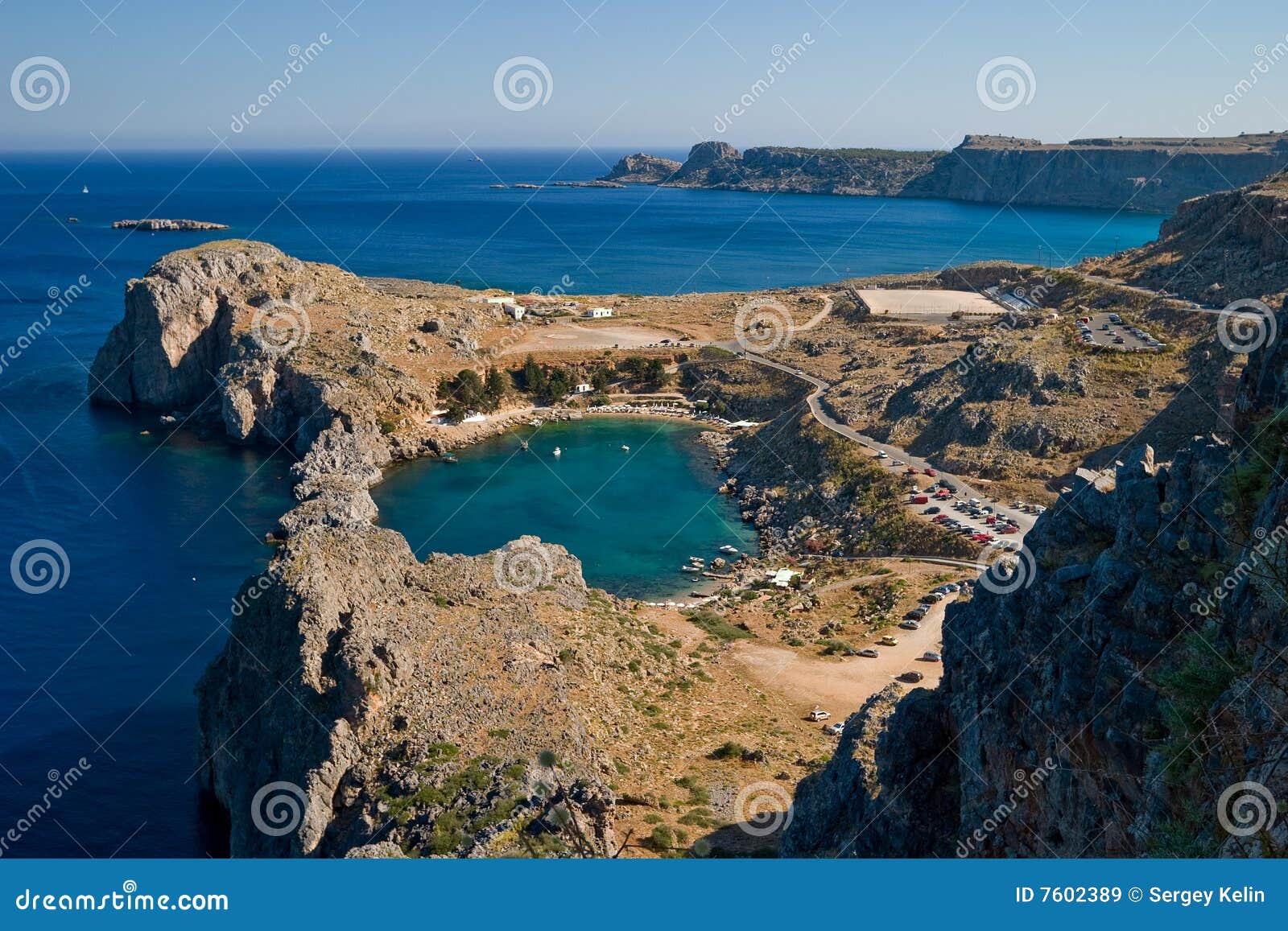 Lindos bay stock image. Image of ocean, marine, outdoor - 7602389