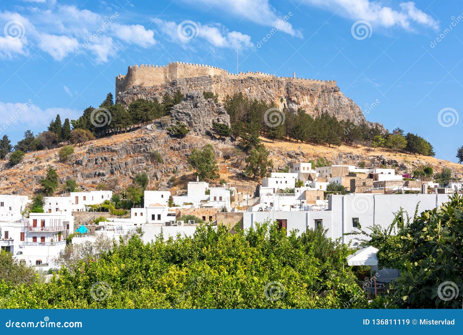 Lindos Castle, Rhodes Island, Greece Stock Image - Image of coast ...