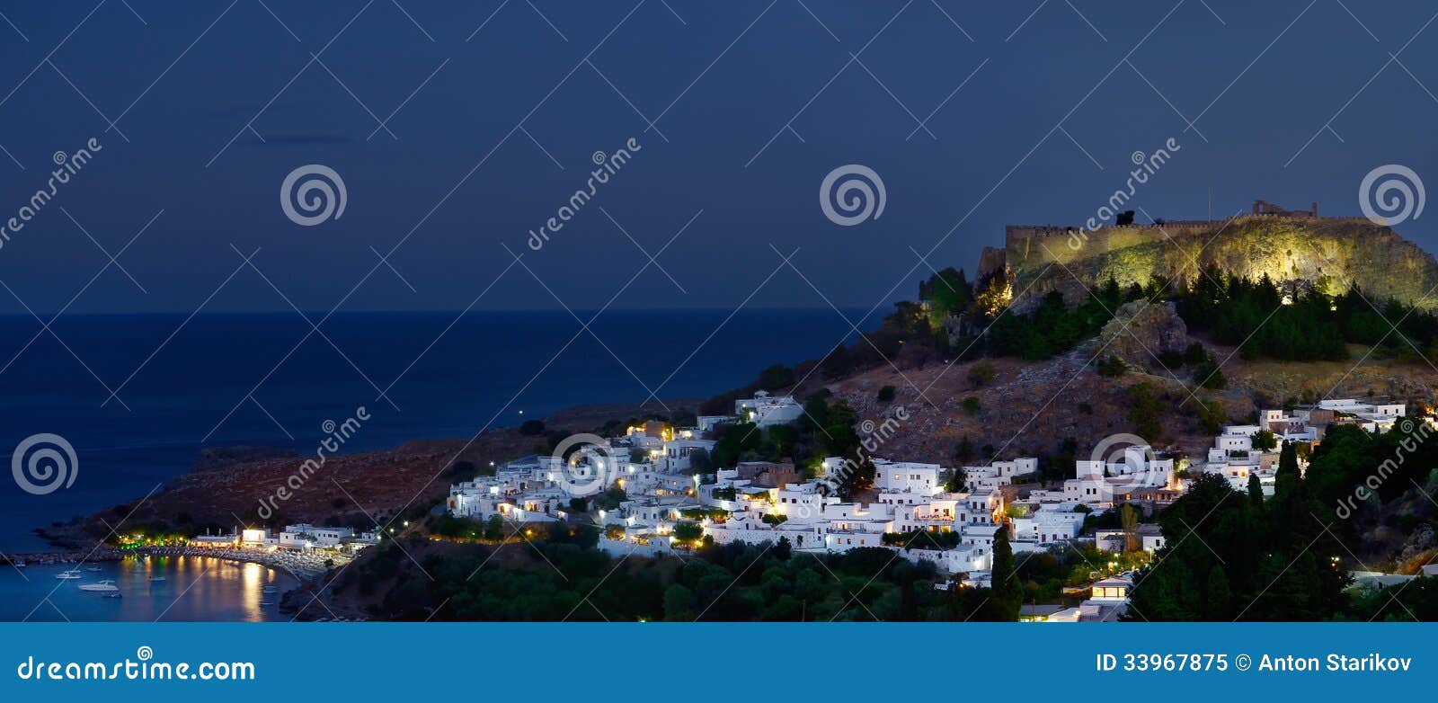 Panorama Of Lindos With Its Medieval Castle And The Acropolis On Rhodes ...