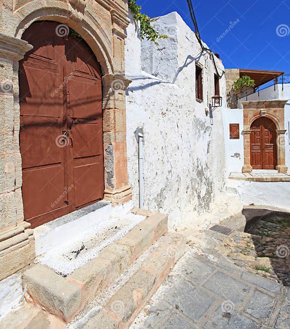 Lindos Streets and Passageways Stock Photo - Image of greece, alley ...