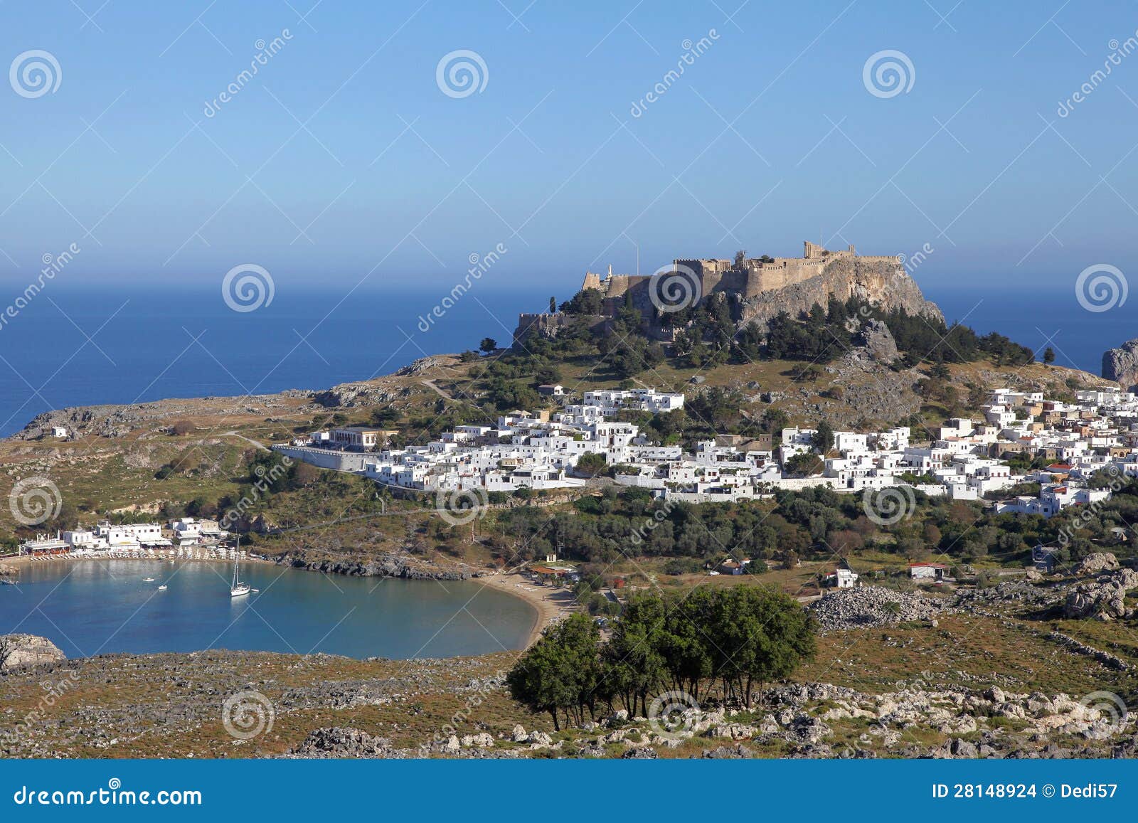 Lindos Sull'isola Di Rodi, Grecia Fotografia Stock - Immagine di ...