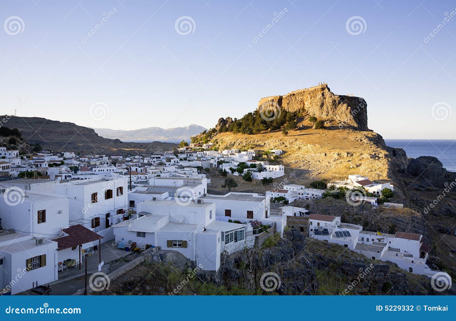 Lindos at Sunset stock photo. Image of rhodes, tourism - 5229332