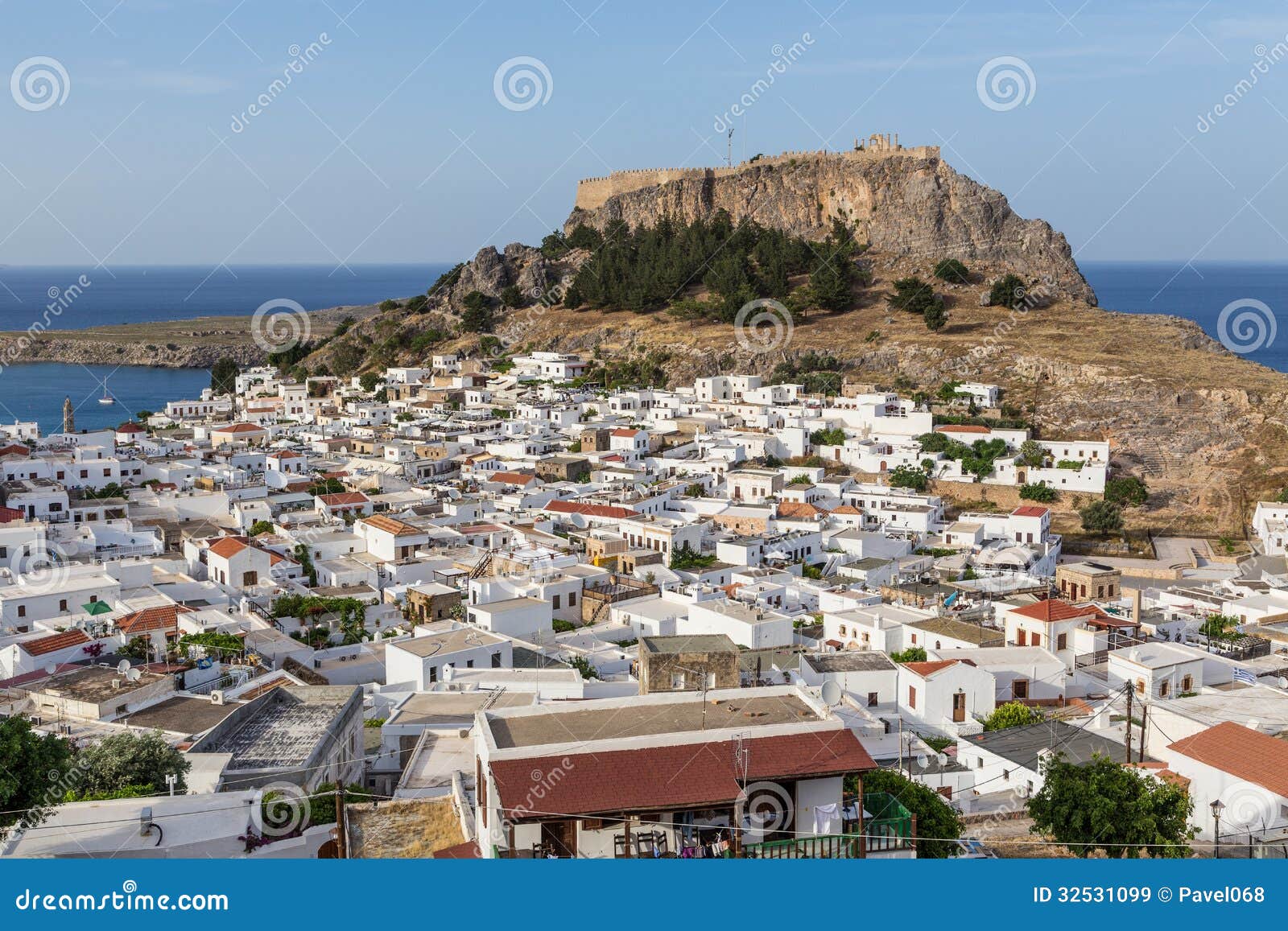 Lindos Town in Rhodes, Greece Stock Image - Image of beautiful, rhodes ...