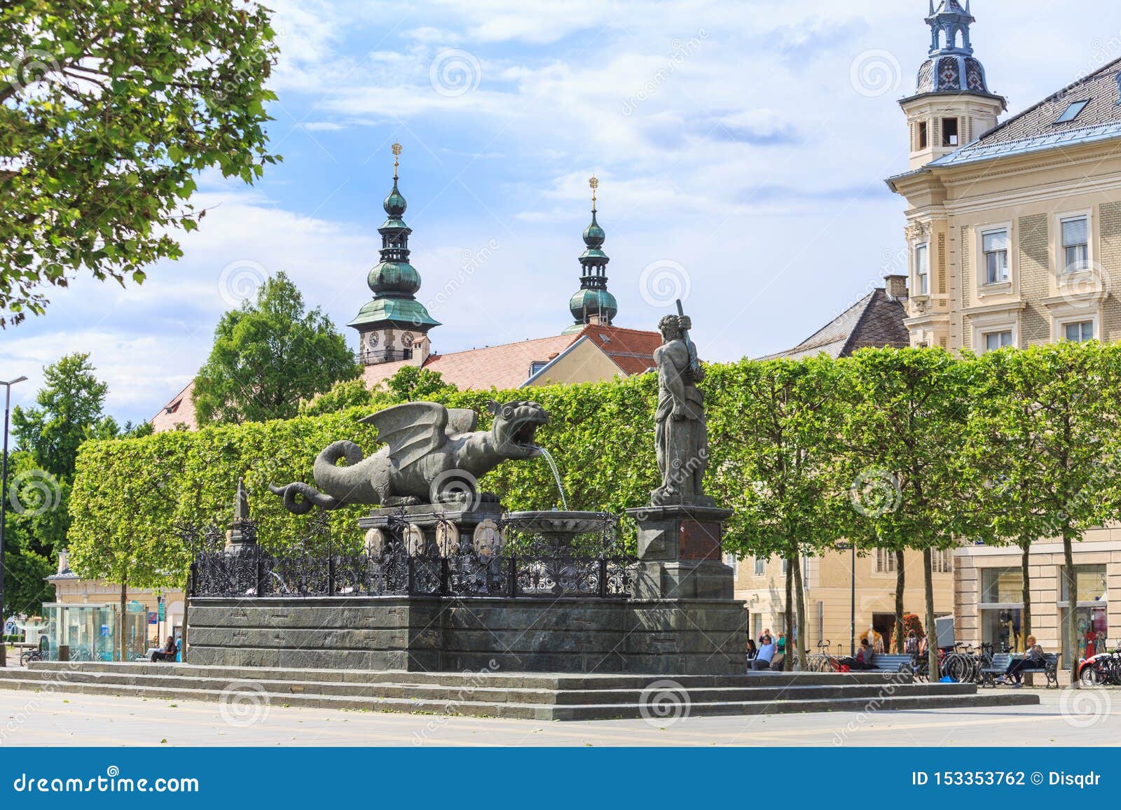 Lindworm Fountain - Symbol of the City Klagenfurt in Austria Stock ... Lindworm Fountain - Symbol of the City Klagenfurt in Austria Stock ...