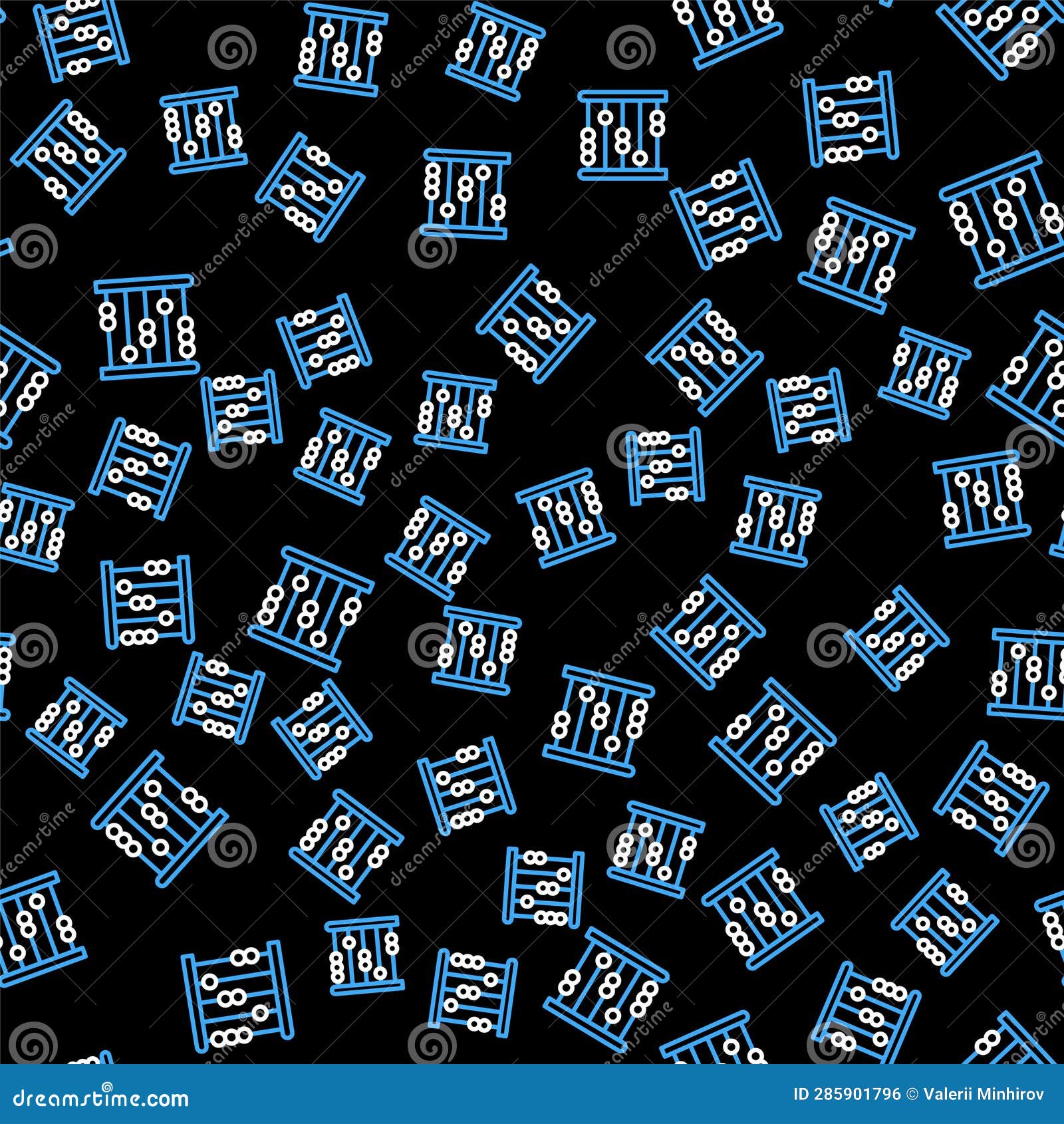 Line Abacus Icon Isolated Seamless Pattern on Black Background ...