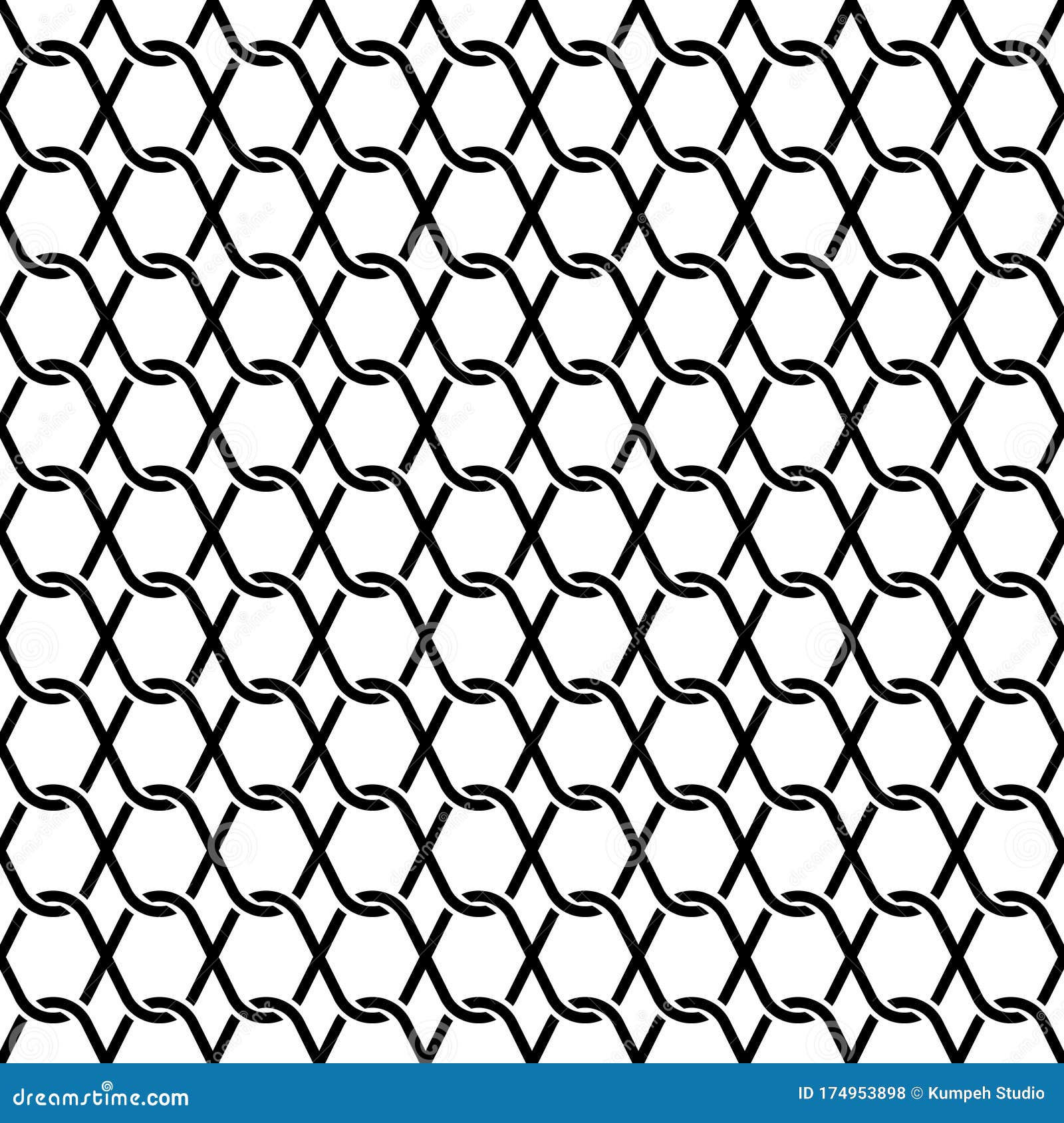 Line Abstract Net Curve Seamless Pattern with Black Color in White ...