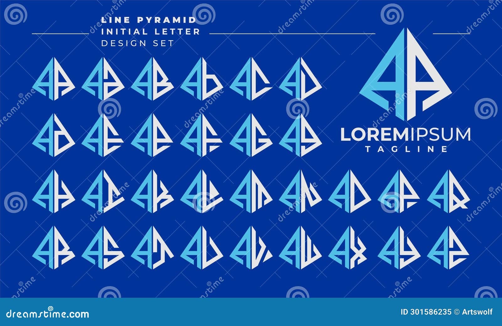 Line Abstract Pyramid Initial Letter a AA Logo Design Set Stock Vector ...