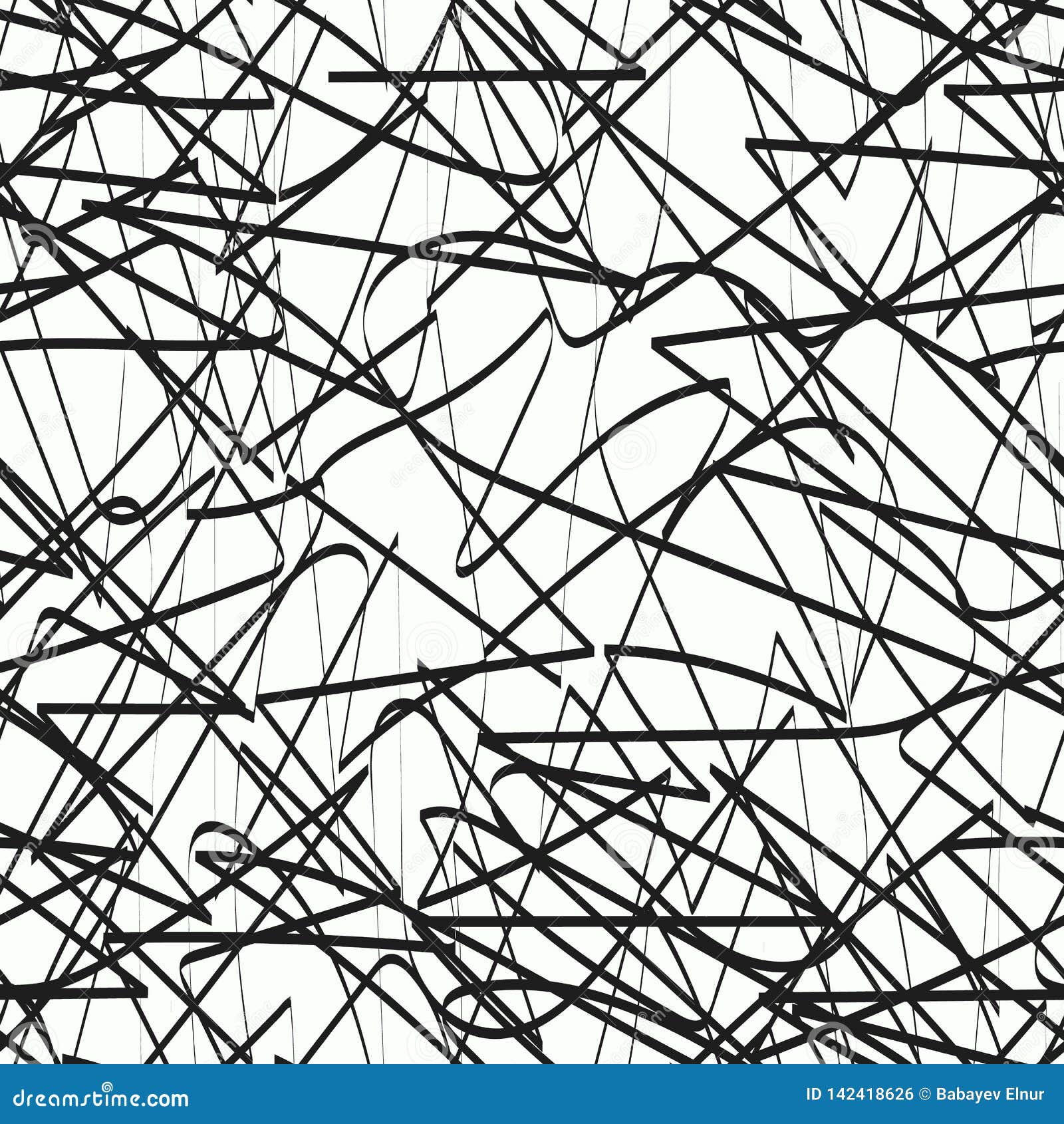 Line Abstract Seamless Pattern with Hand Drawn Lines. Wavy Striped ...