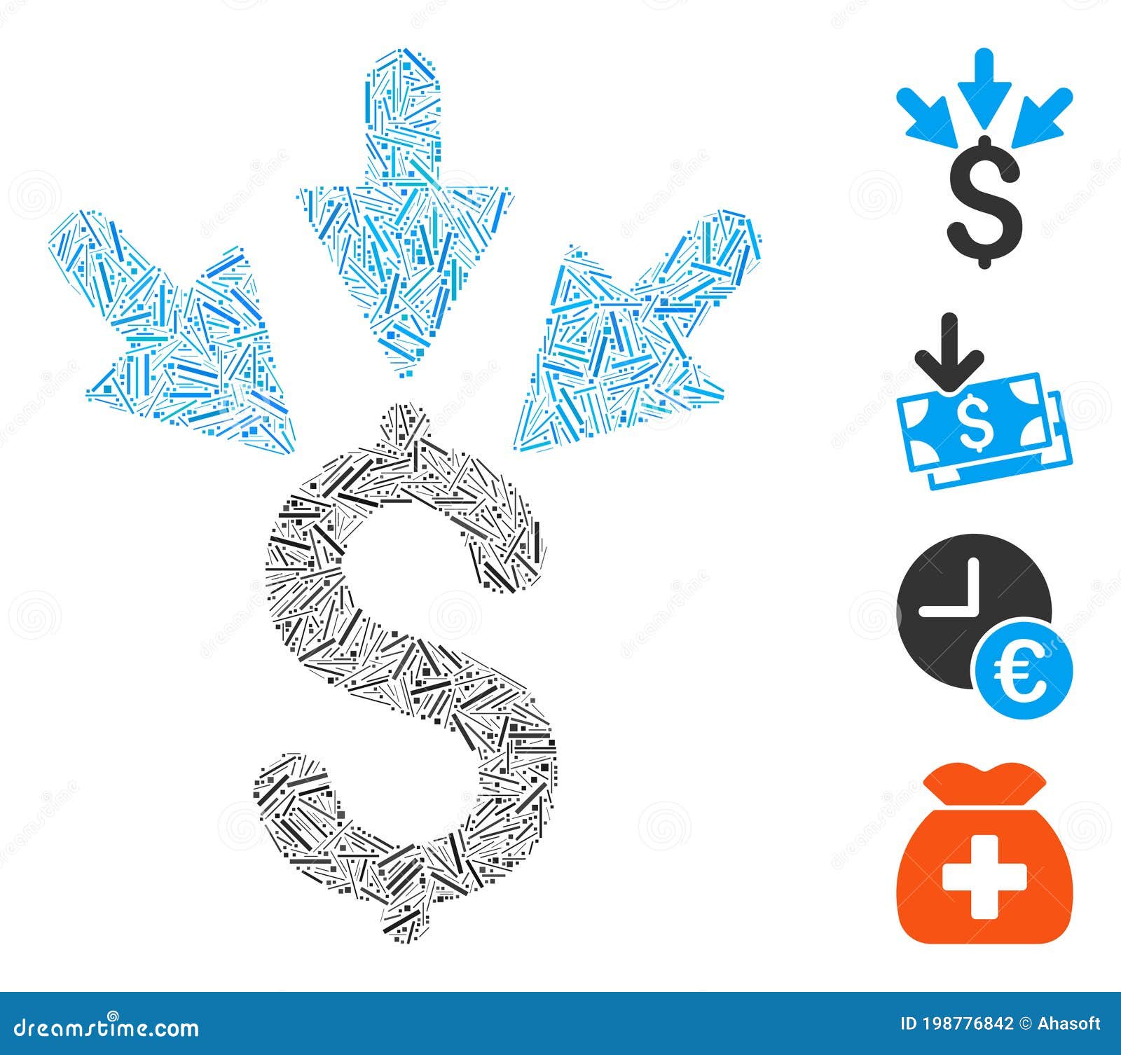 Line Aggregate Payment Icon Vector Collage Stock Vector - Illustration ...