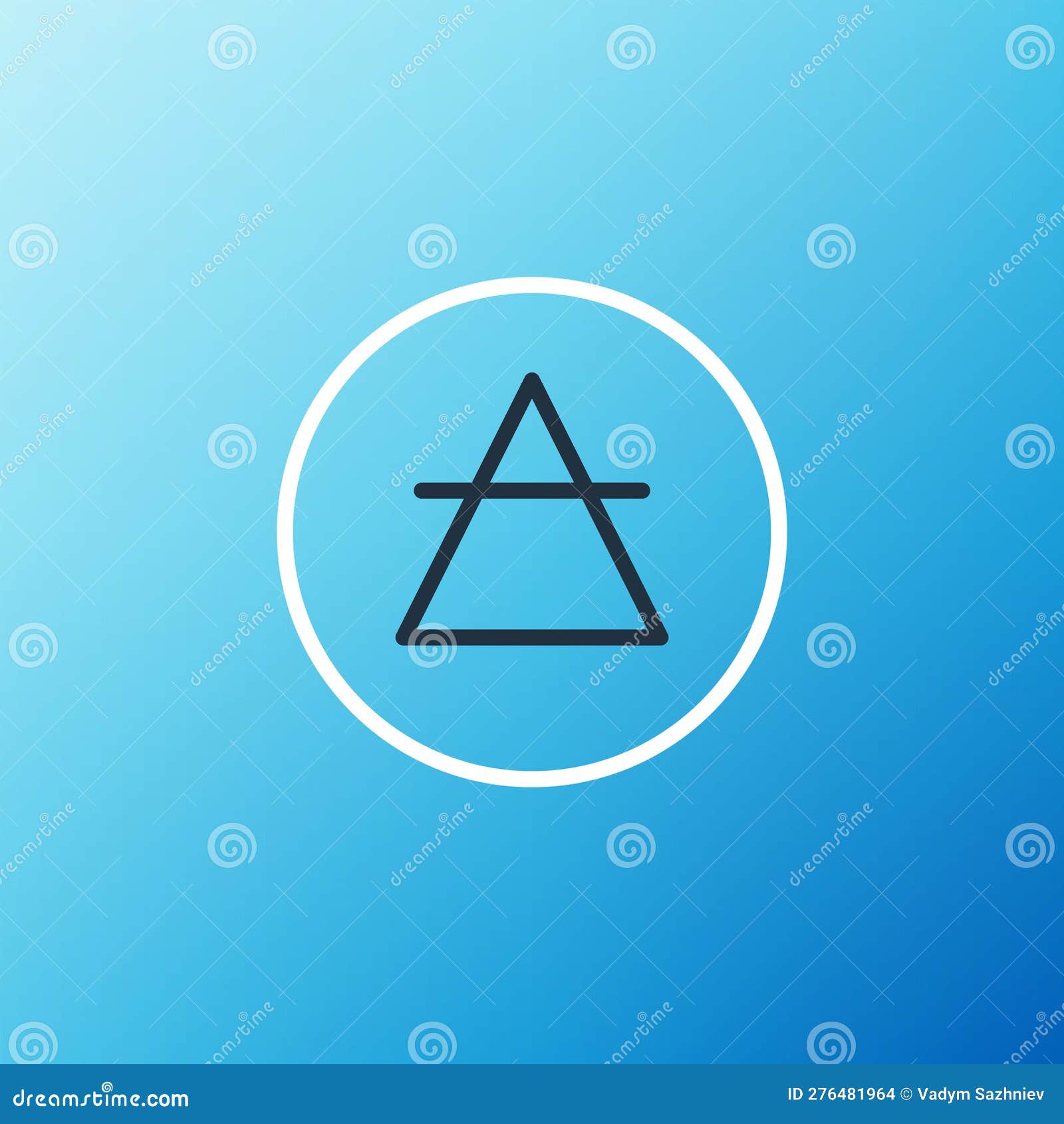 Line Air Element of the Symbol Alchemy Icon Isolated on Blue Background ...