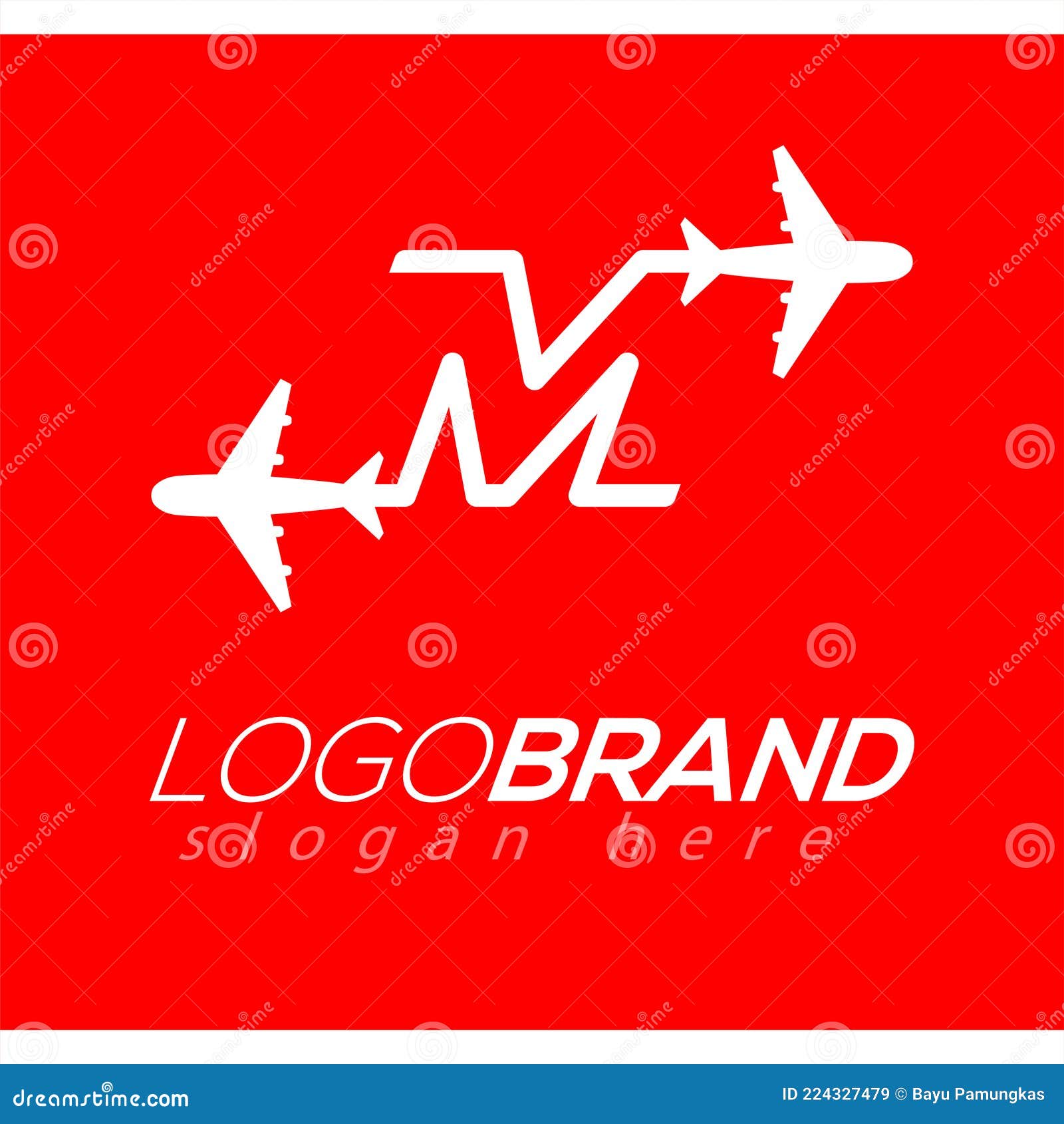 Line Airways M Letter Logo Vector Element. Initial Plane Travel Logo ...
