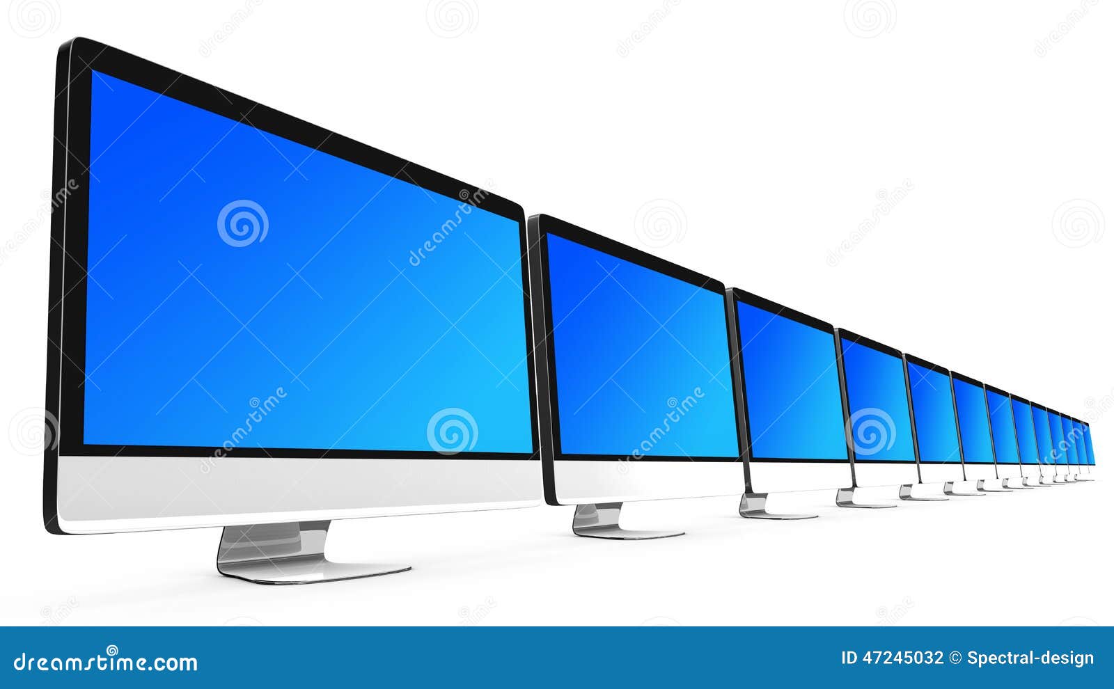 A Line of All in One Computers Stock Illustration - Illustration of ...