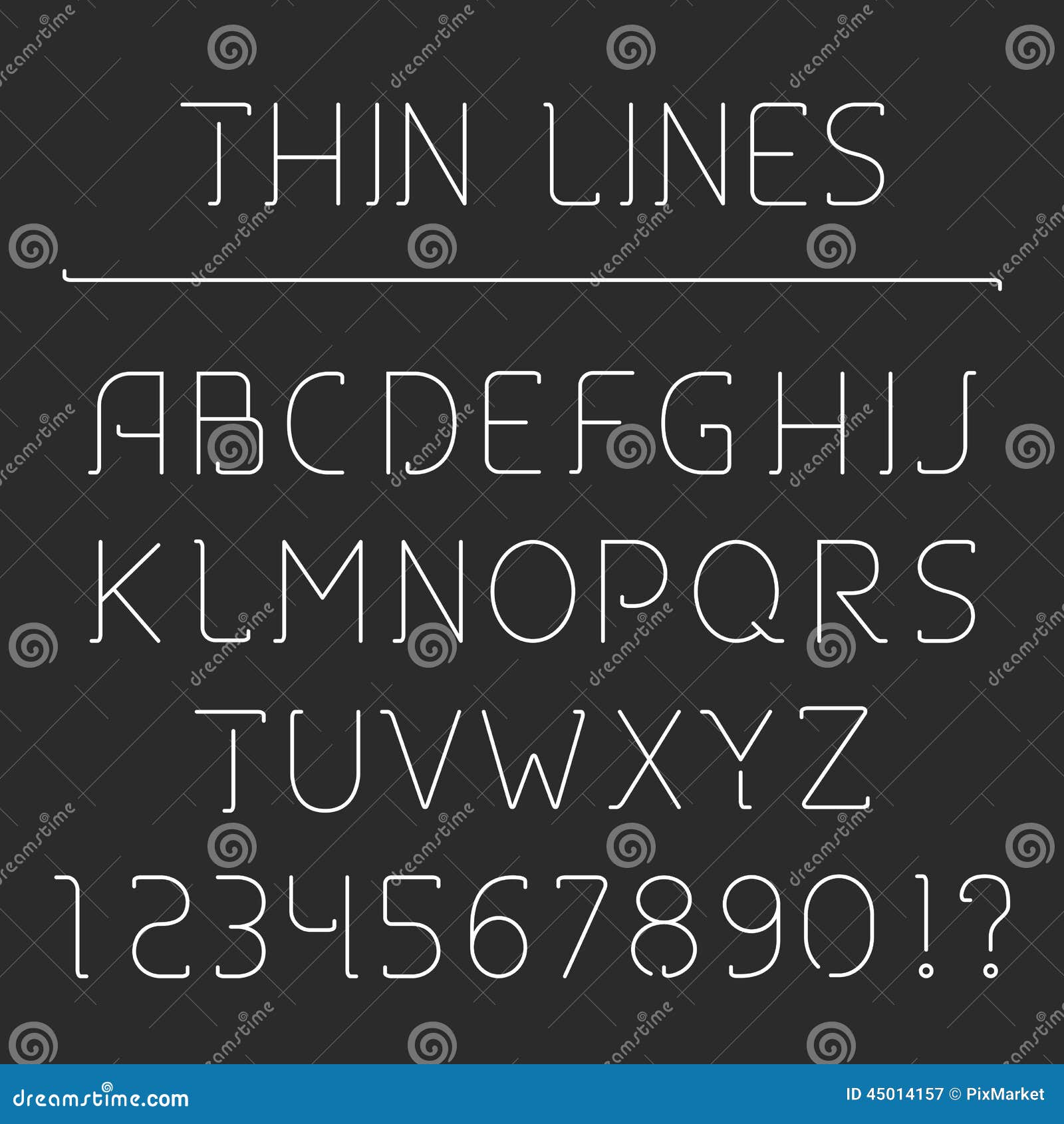 Line Alphabet and Numbers stock vector. Illustration of graphic - 45014157