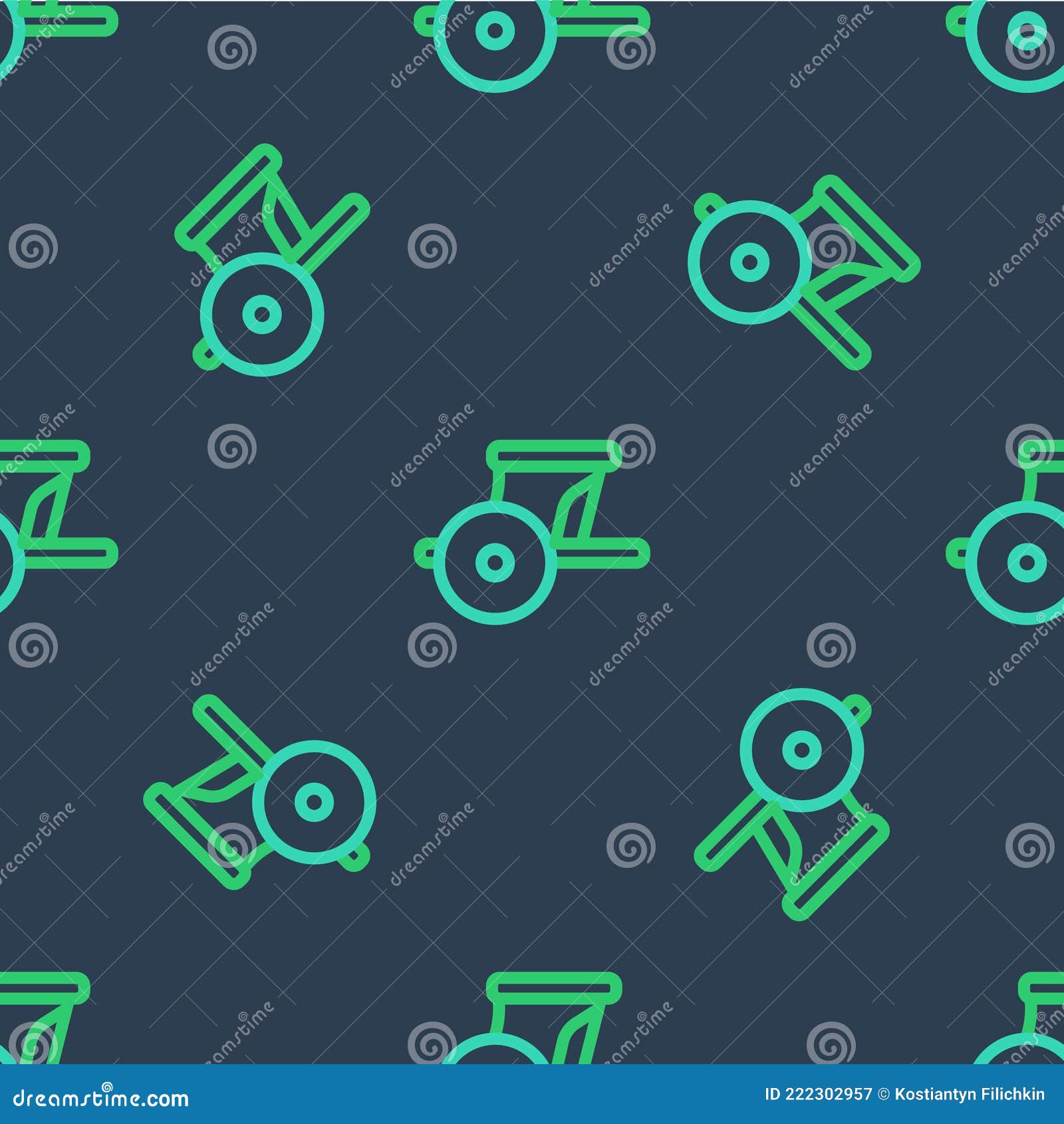 Line Ancient Greece Chariot Icon Isolated Seamless Pattern on Blue ...