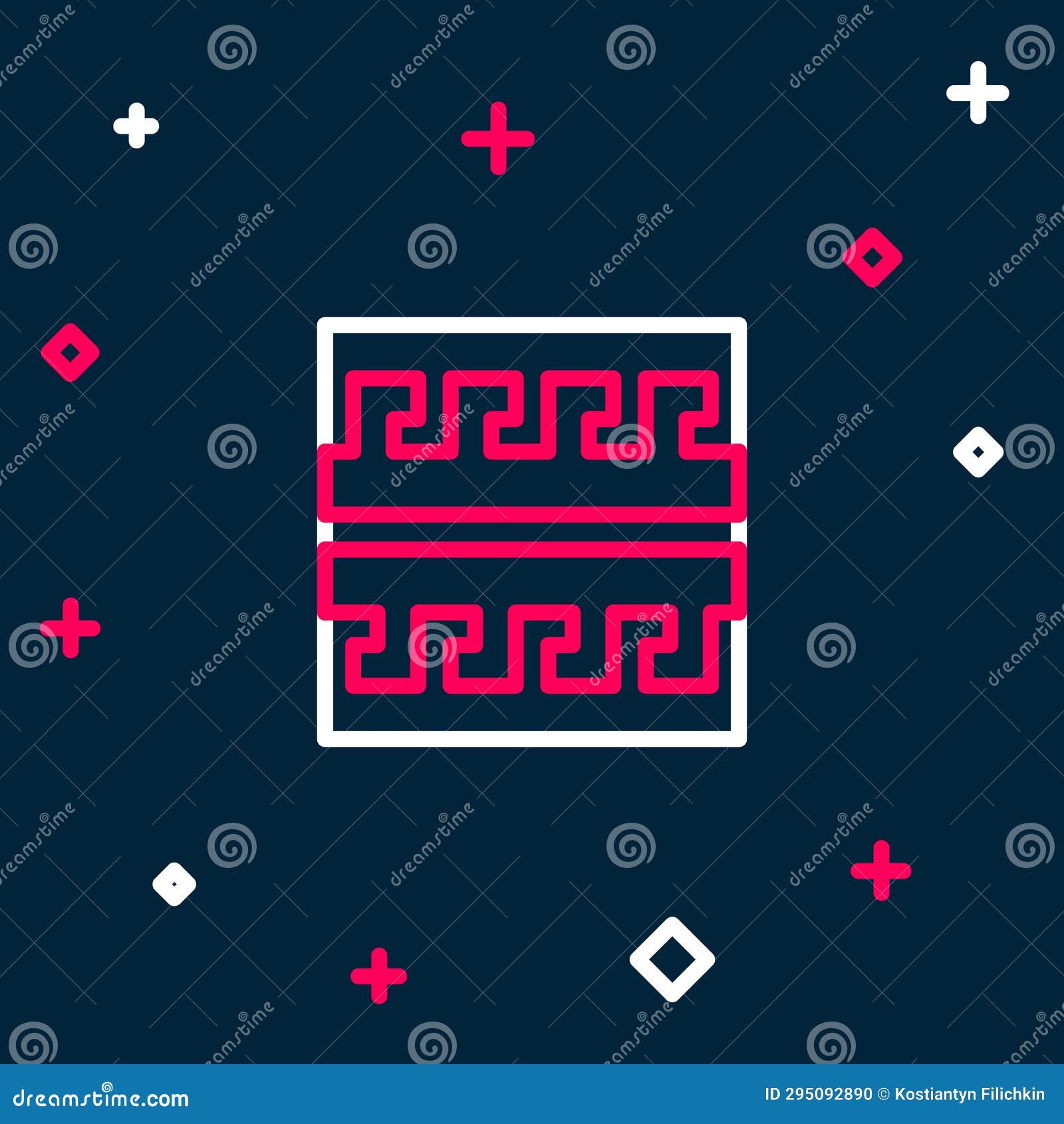 Line Ancient Greek Pattern Icon Isolated on Blue Background. Colorful ...
