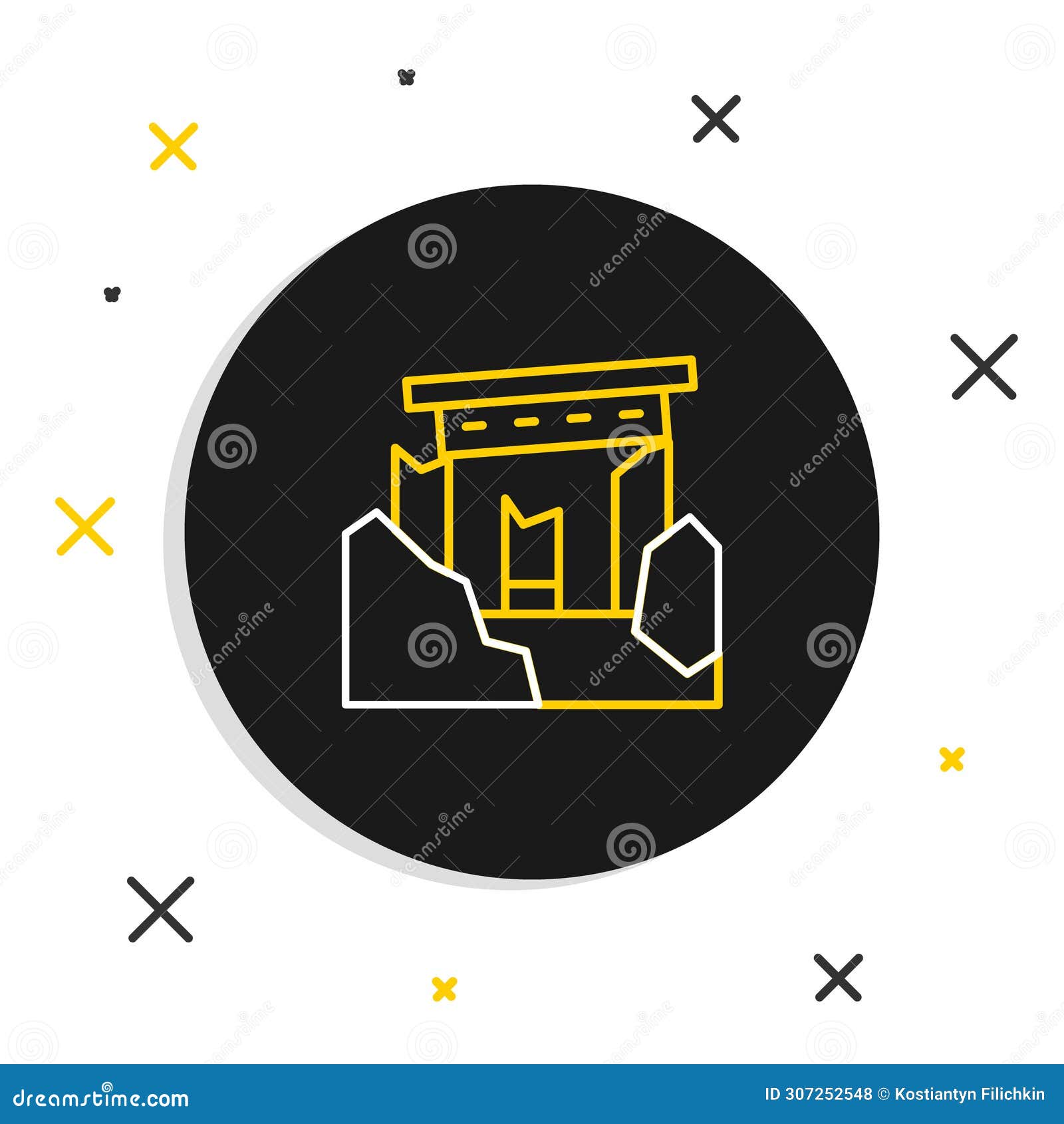 Line Ancient Ruins Icon Isolated on White Background. Colorful Outline ...