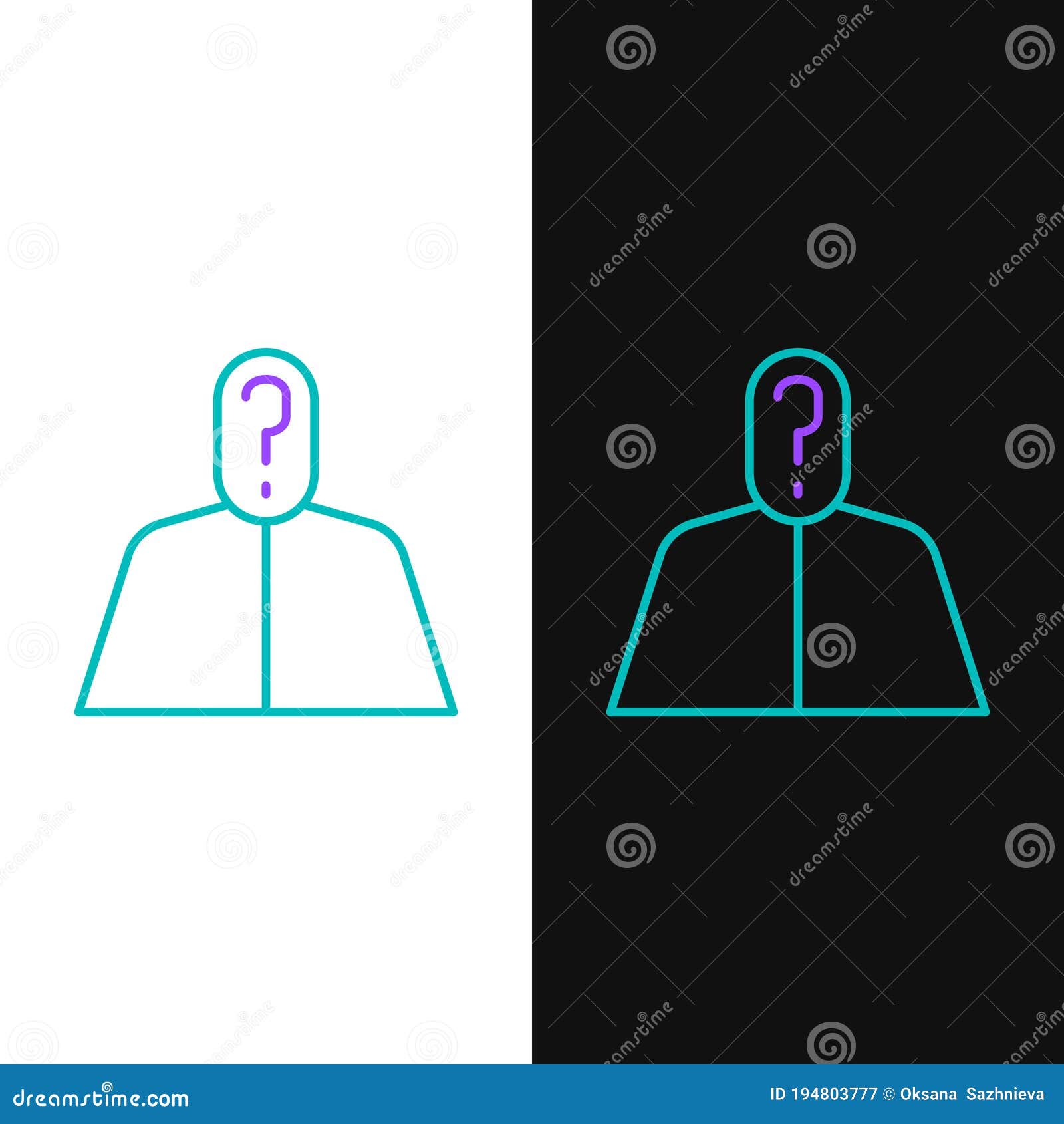 Line Anonymous Man With Question Mark Icon Isolated On Blue Background ...