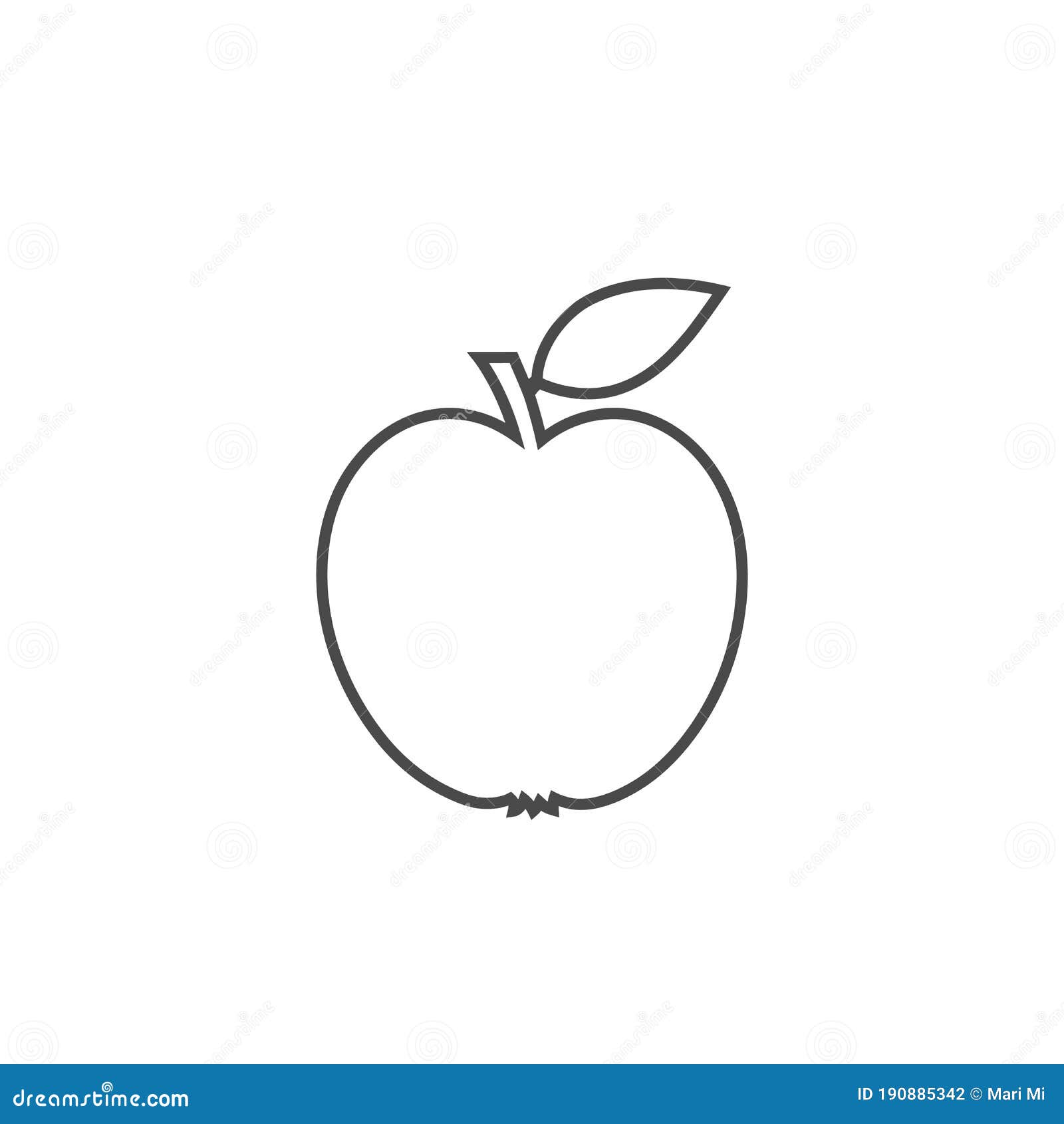 Line Apple with Leaf. Vector Illustration Isolated on White Background ...