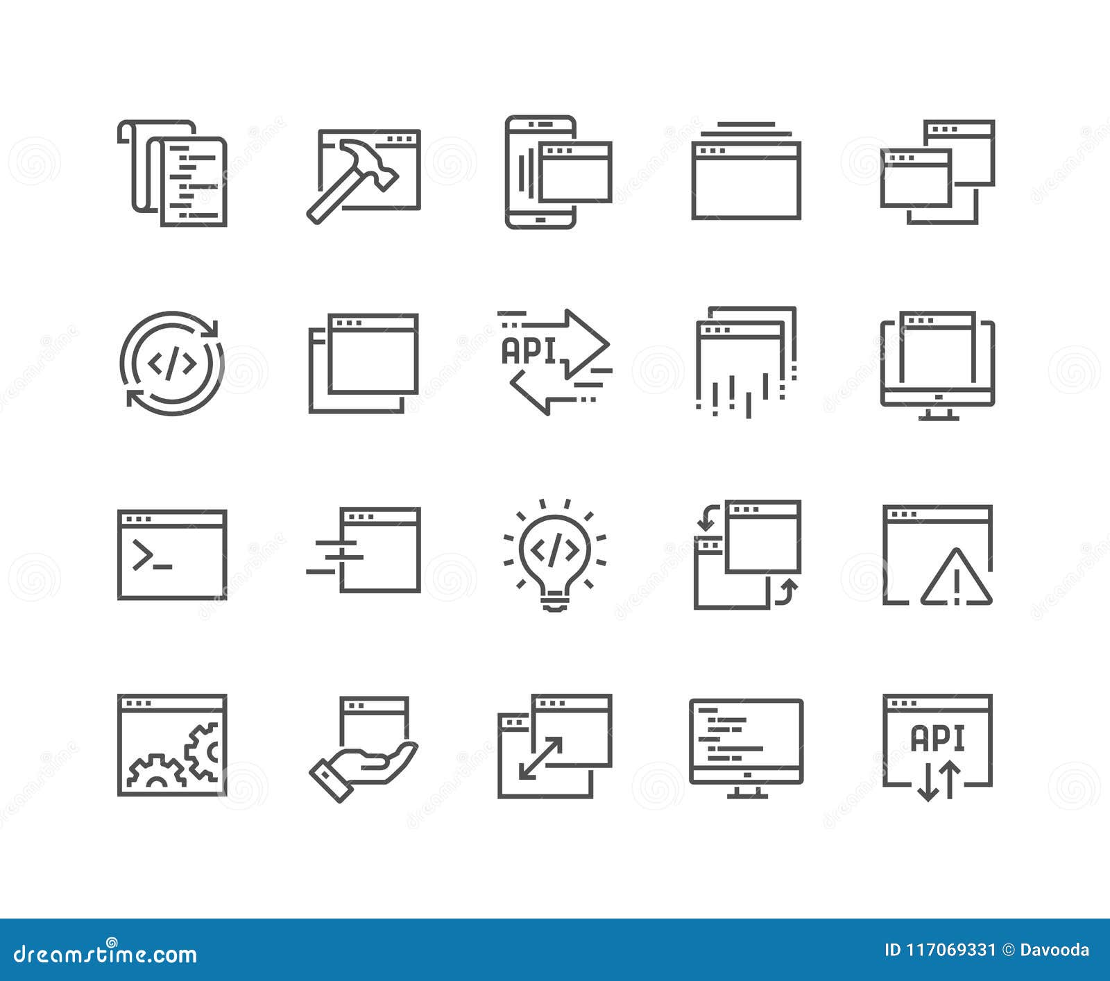 Line Application Icons stock vector. Illustration of internet - 117069331