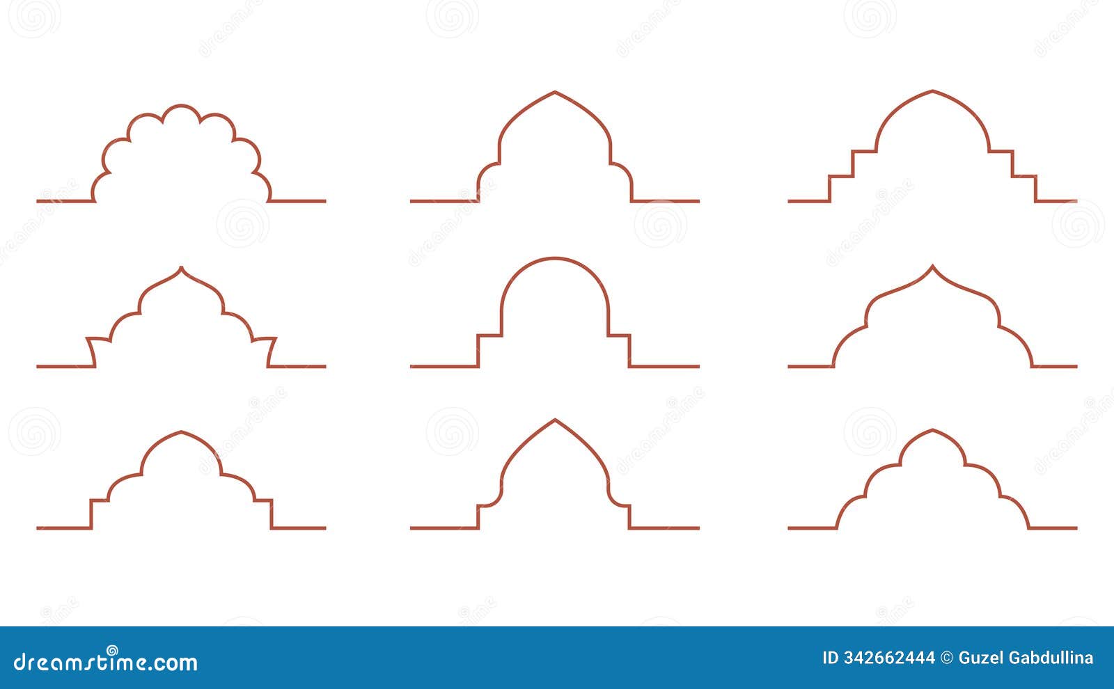 Line Arabic Arch Frame Border Pattern. Simple Outline Tunisia, Saudi ...