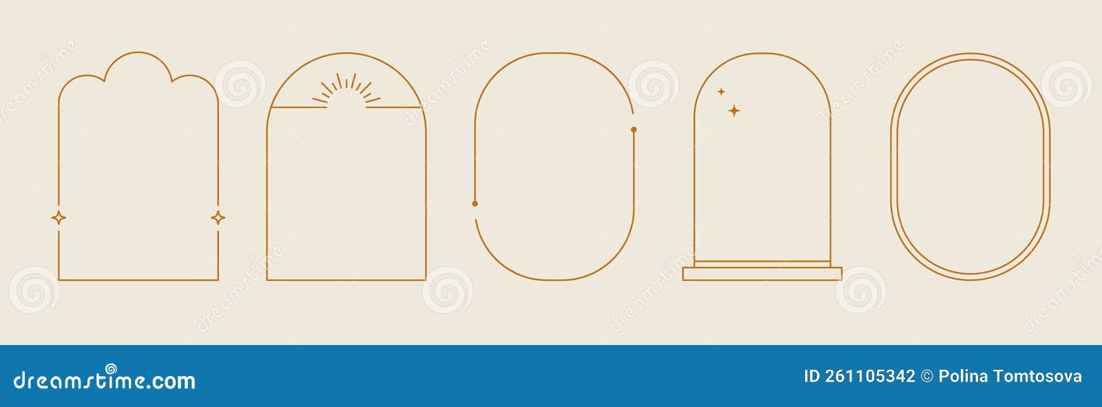 Line Arch Frame Set. Minimal Line Style Arch, Oval Shape Boho Frame ...