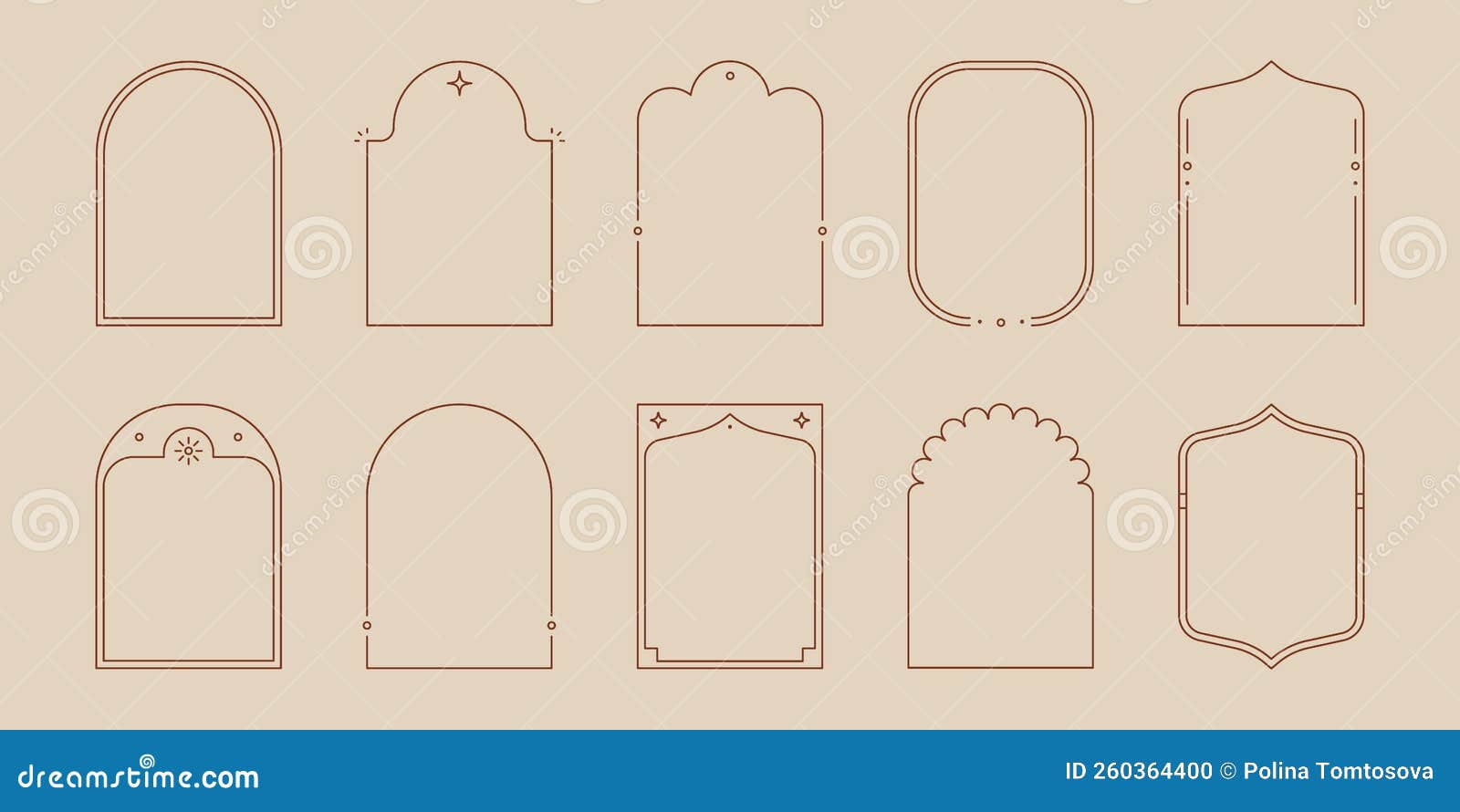 Line Arch Frame Set. Minimal Line Style Arch, Oval Shape Boho Frame ...