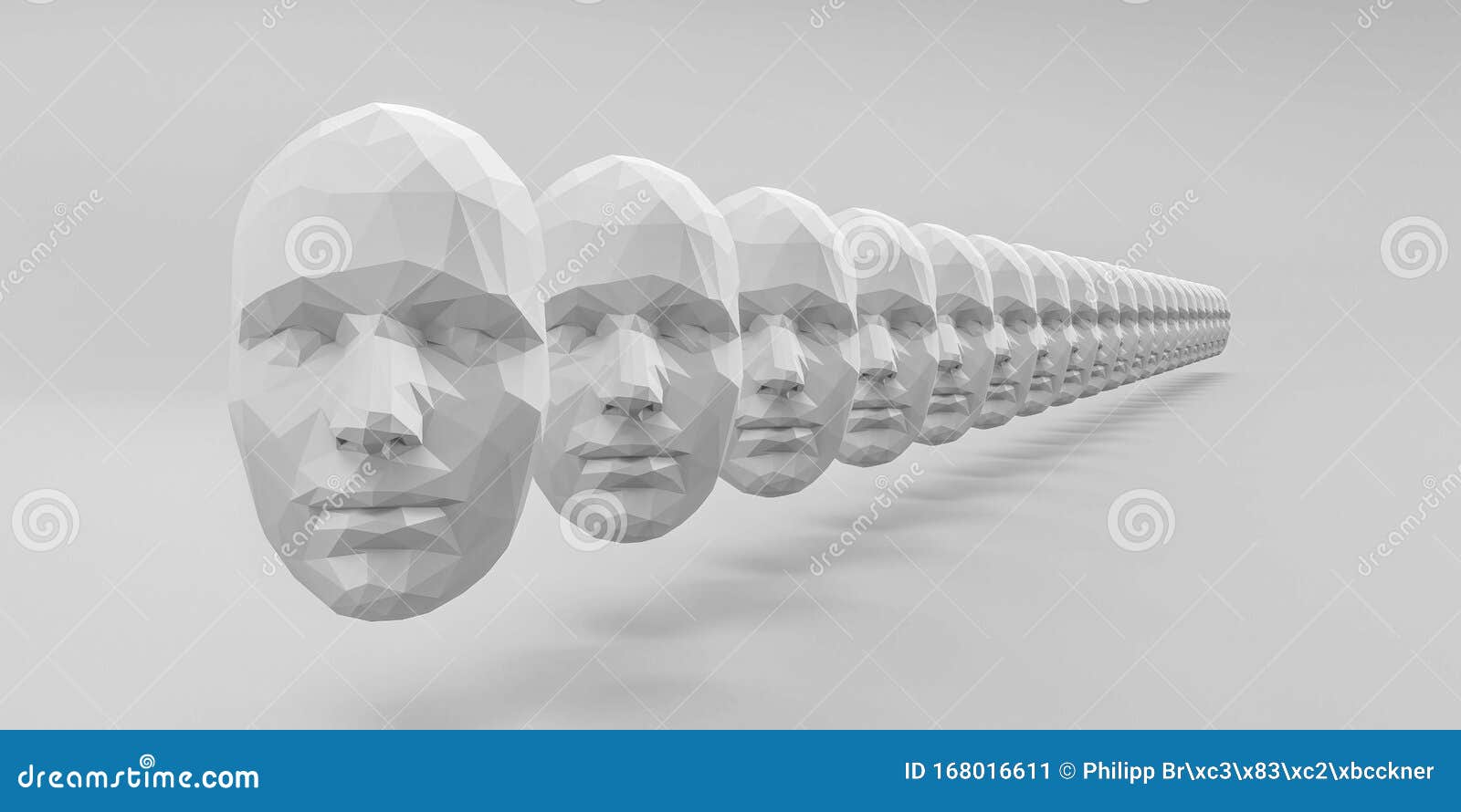 Line Array of White Creative Male or Female Faces Concept Polygon ...