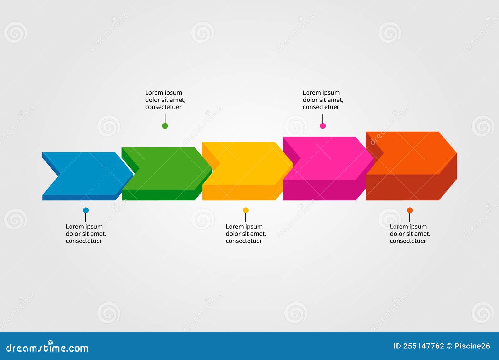 Line Arrow Template for Infographic for Presentation for 5 Element ...