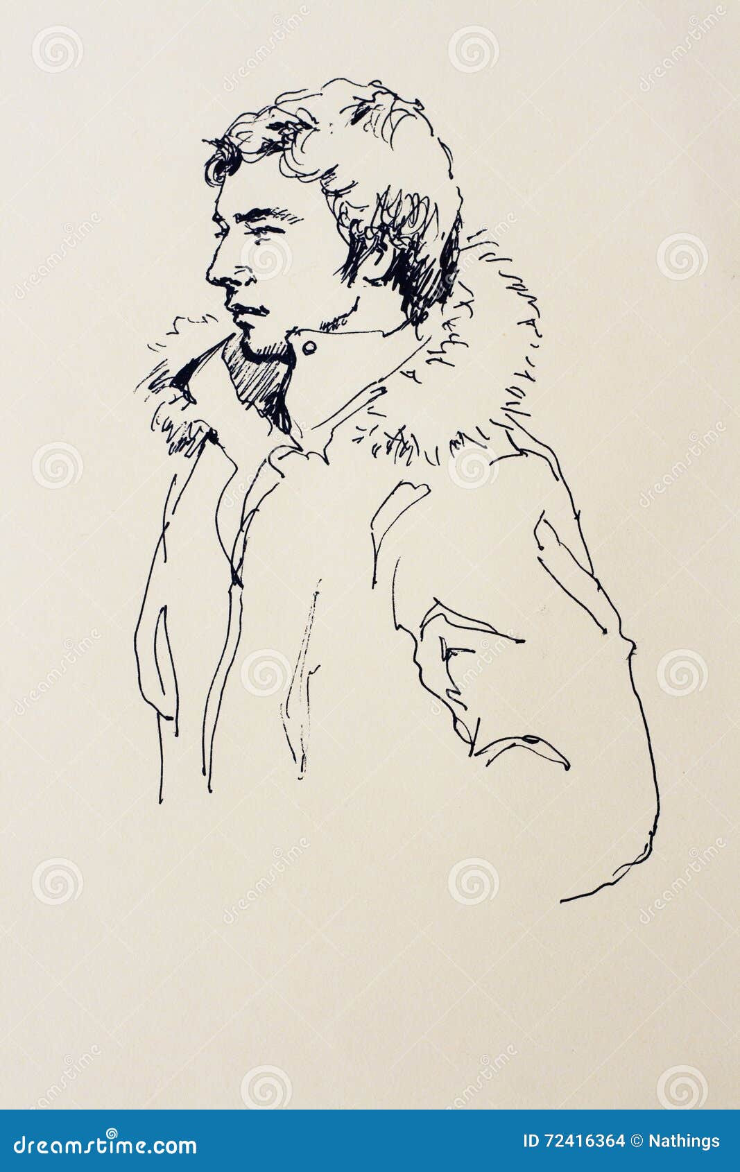 Line Art Abstract Potrait of a Standing Man Stock Photo - Image of ...