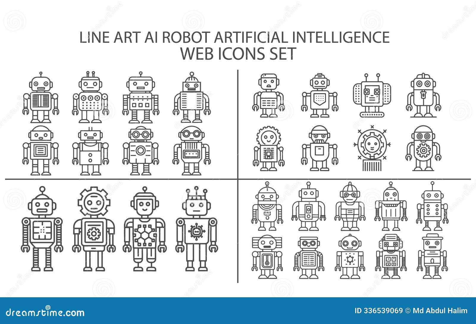 Line Art Ai Robot Artificial Intelligence Icons Vector Illustration ... Line Art Ai Robot Artificial Intelligence Icons Vector Illustration ...