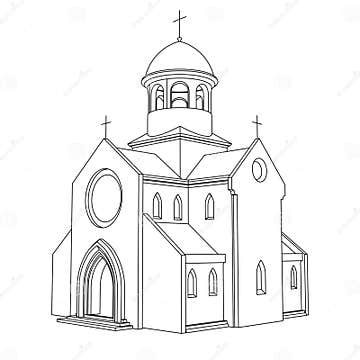 Line Art Ancient Basilica Drawing Vector Stock Vector - Illustration of ...