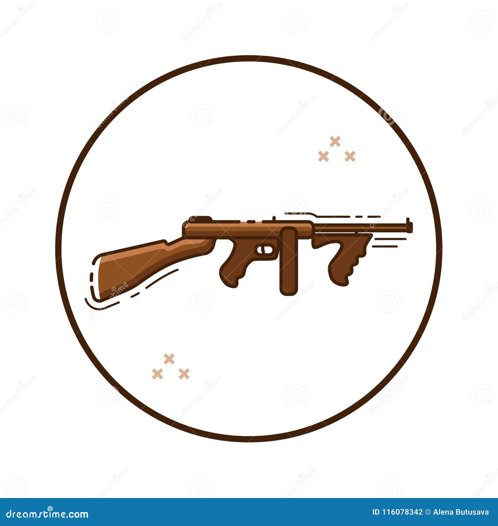 Line Art Automatic Gun Icon in Circle Stock Illustration - Illustration ...