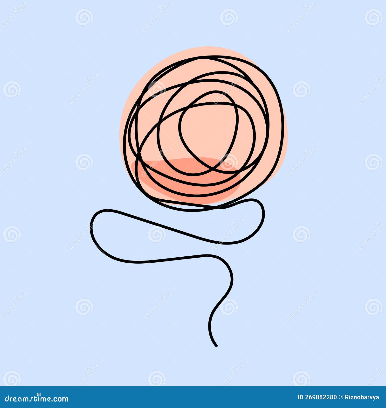 Line Art Ball of Thread for Knitting Stock Vector - Illustration of ...