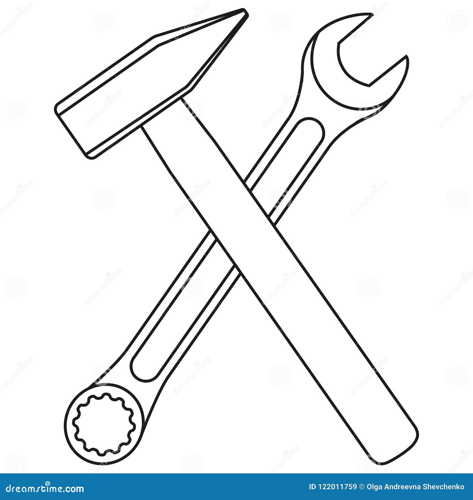 Line Art Black and White Crossed Hammer and Wrench Stock Vector ... Line Art Black and White Crossed Hammer and Wrench Stock Vector ...