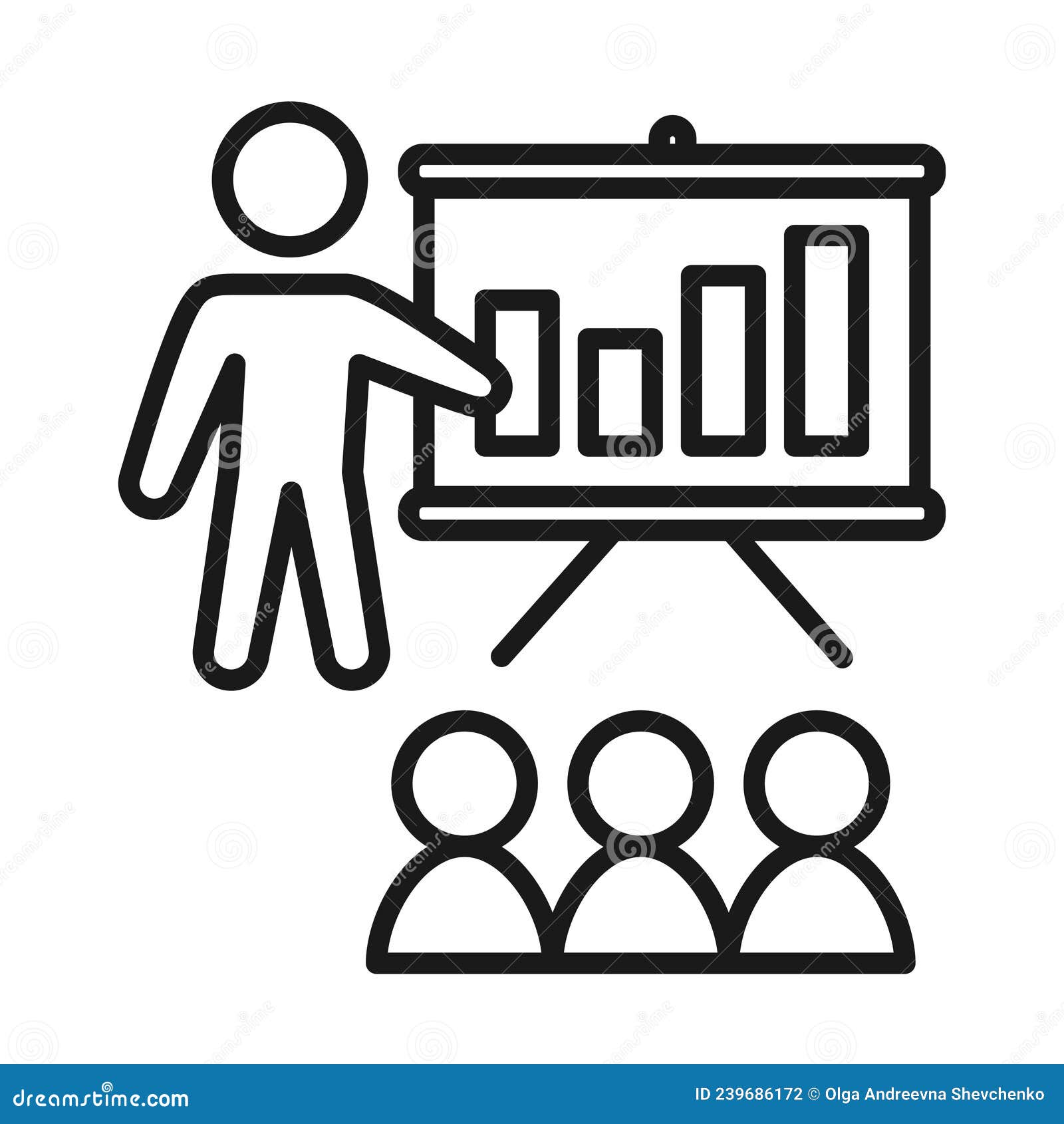 Line Art Black and White Presentation Icon Stock Vector - Illustration ...