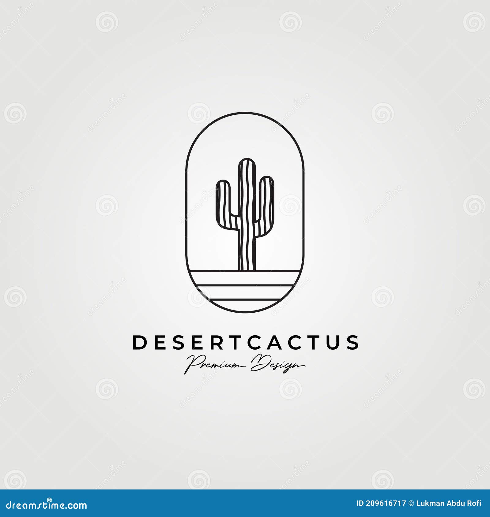 Line Art Cactus, Simple and Elegant Cactus Logo Vector Illustration ...