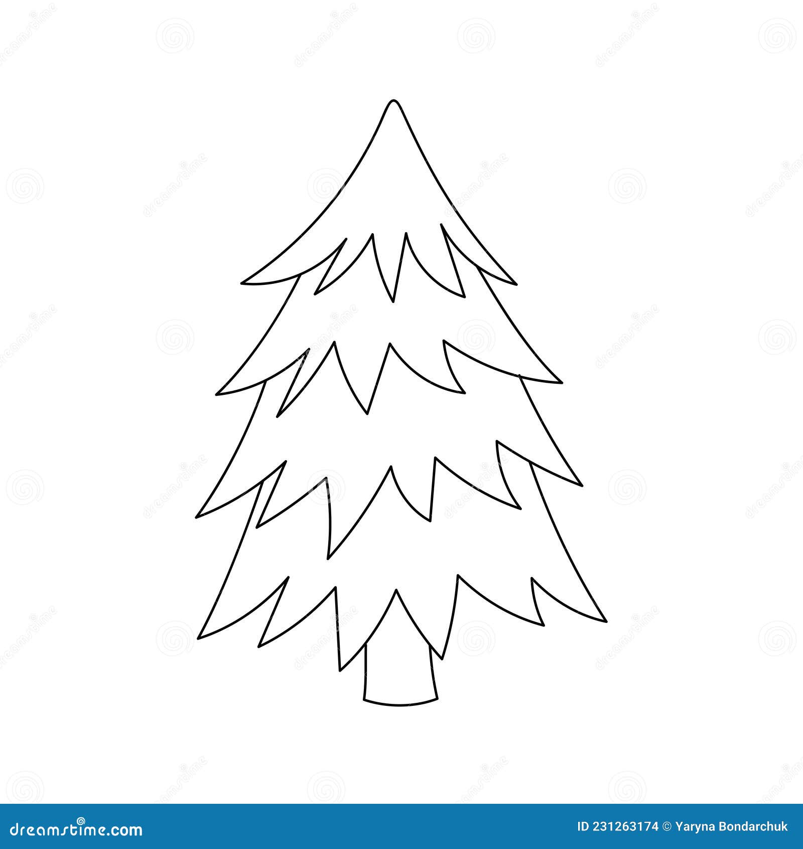 Line Art Christmas Tree. Pine Tree. Doodle Style Stock Vector ...