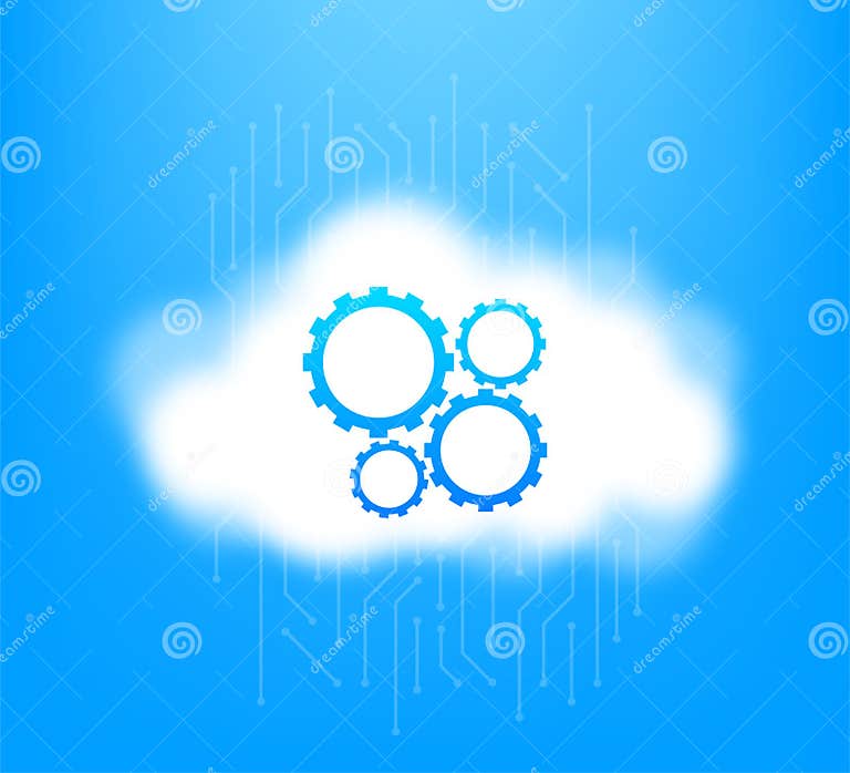 Line Art Cloud Setting for Web Design. Internet Network Stock Vector ...