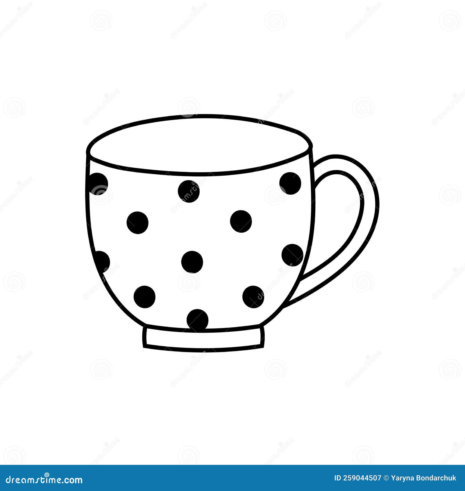 Line Art Cup of Tea or Coffee. Hand Drawn Doodle Style Design Stock ...