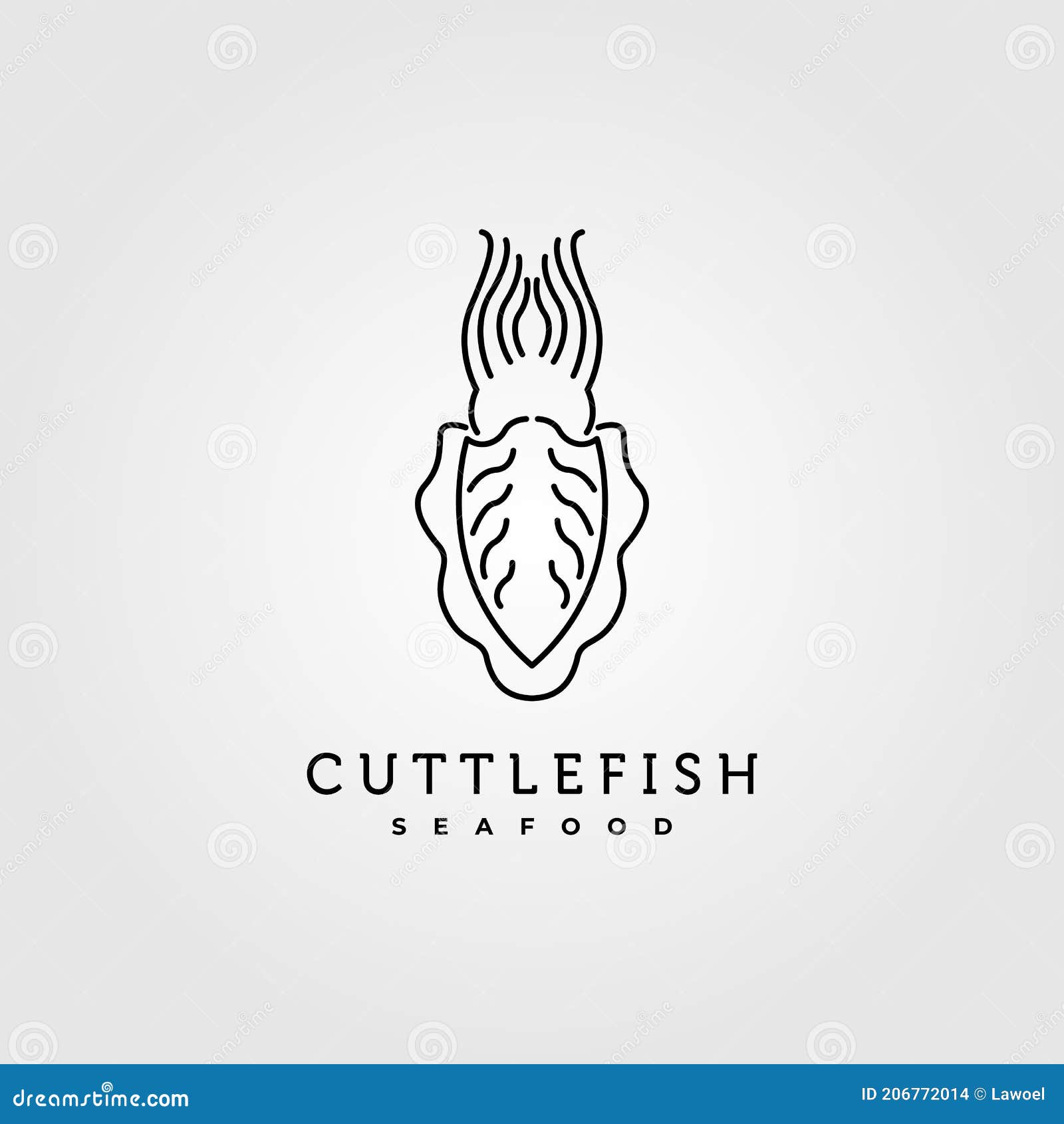 Line Art Cuttlefish Logo Minimalist Vector Symbol Illustration Design ...