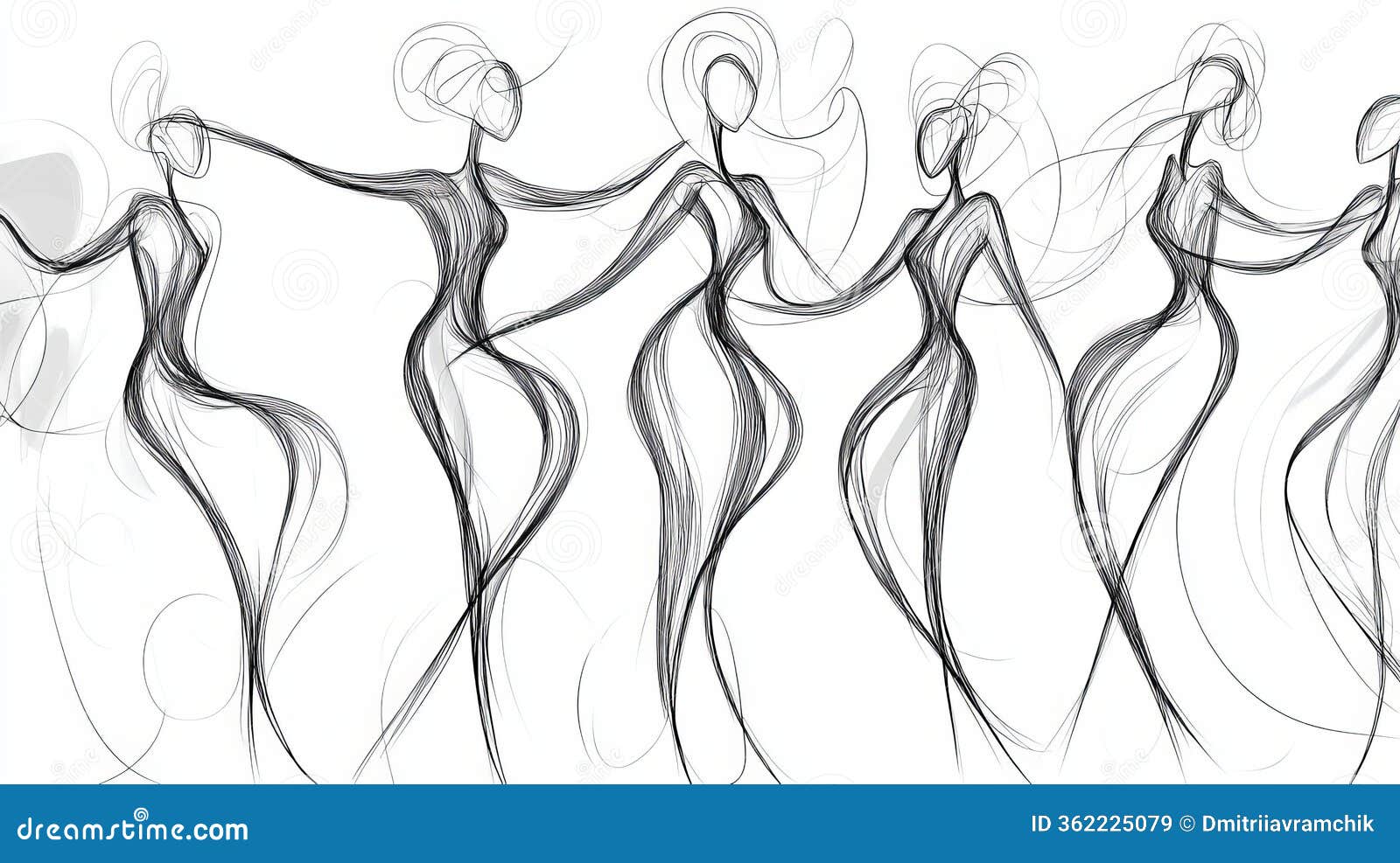 Line Art Dance - an Abstract Line Drawing of People Dancing, Capturing ...