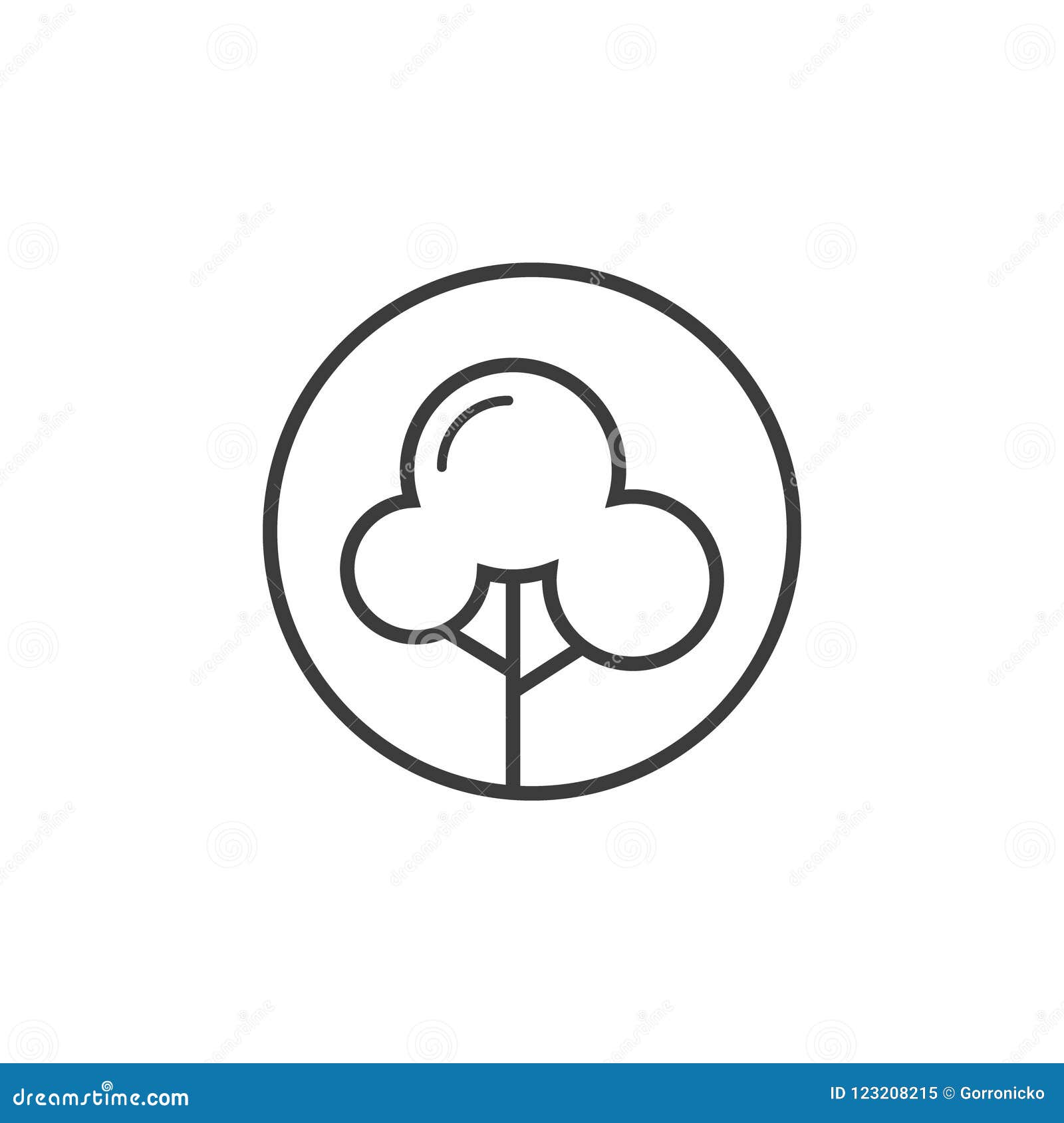 Line Art Deciduous Tree Icon In The Round Frame Royalty-Free Stock ...