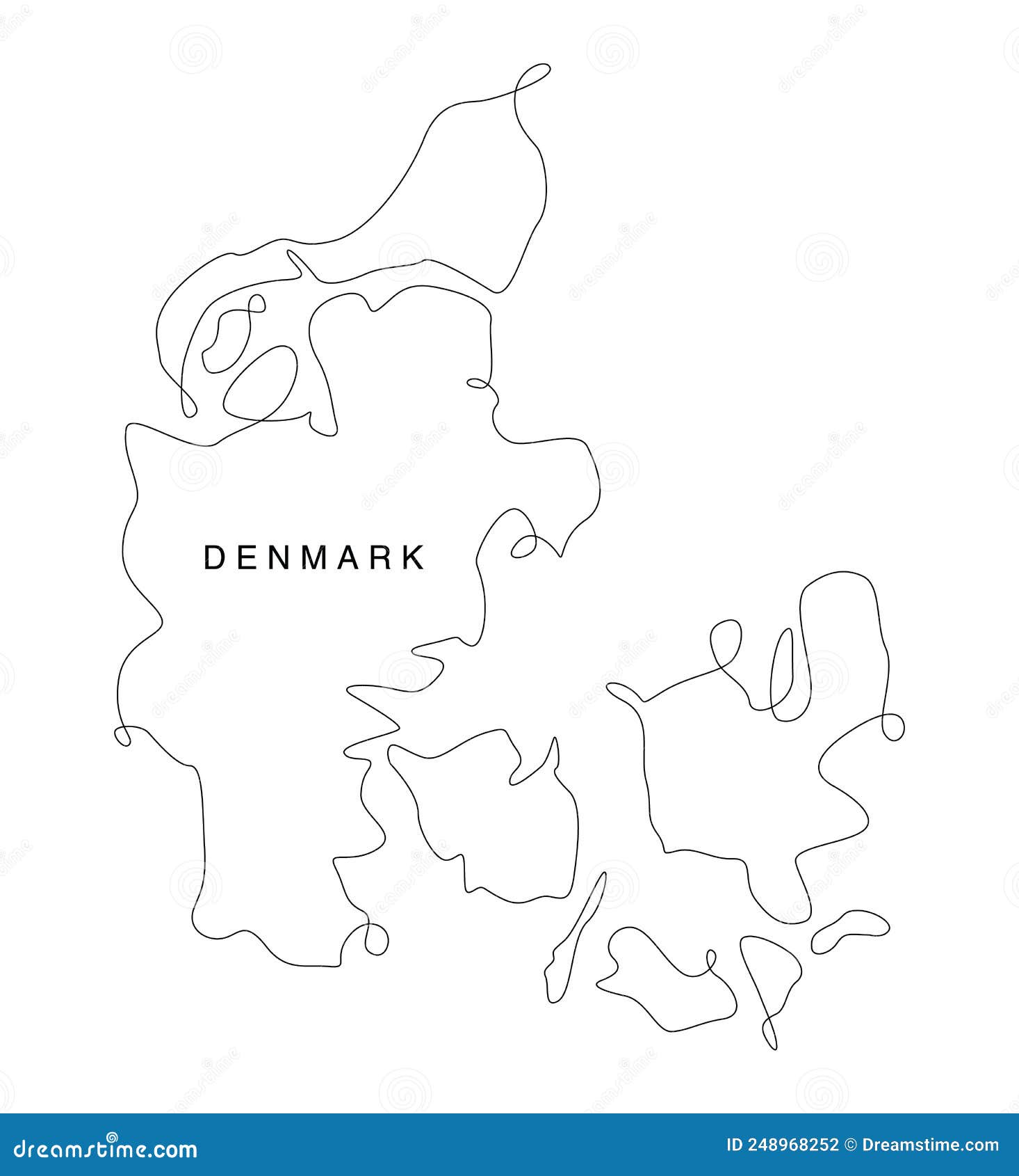 Line Art Denmark Map. Continuous Line Europe Map. Vector Illustration ...