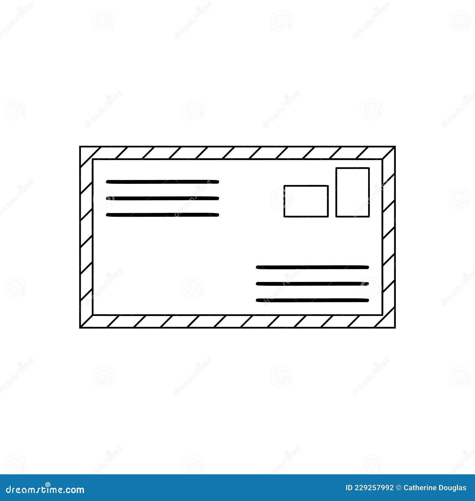 Line Art Design Cartoon Envelope Illustration. Post Element. Stock ...