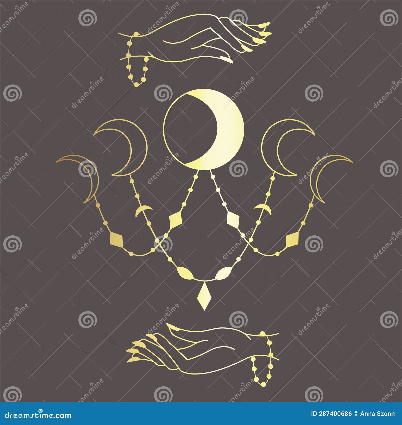 Line Art Design with Crescent on the Dark Background. Stock Vector ...
