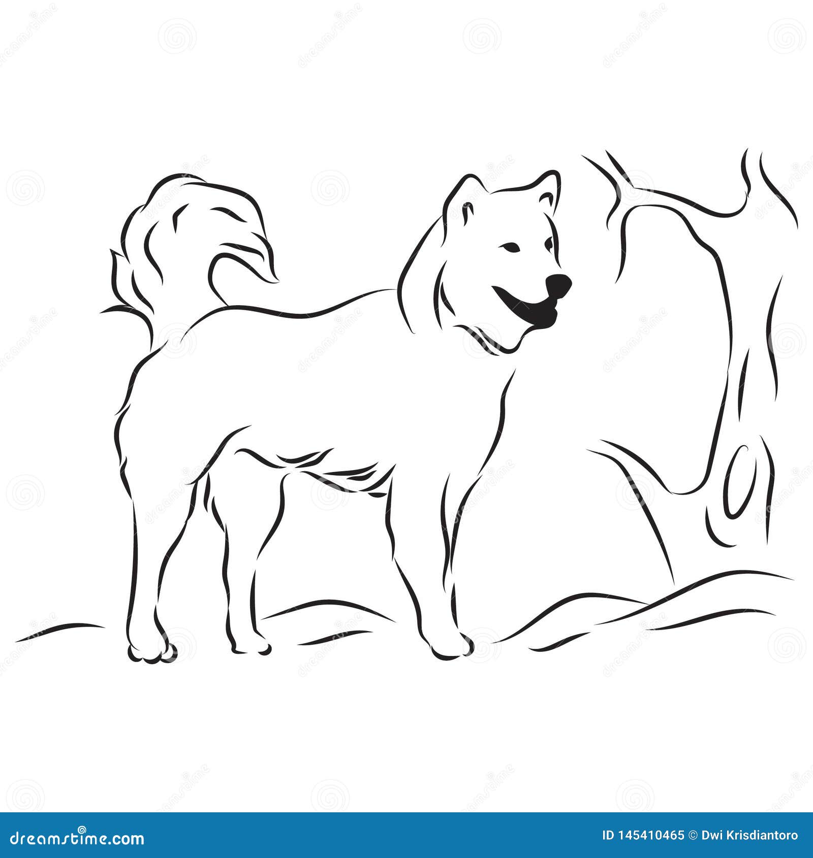 Line Art Design with the Theme of the Wolf Image. Line Art of Wolf and ...