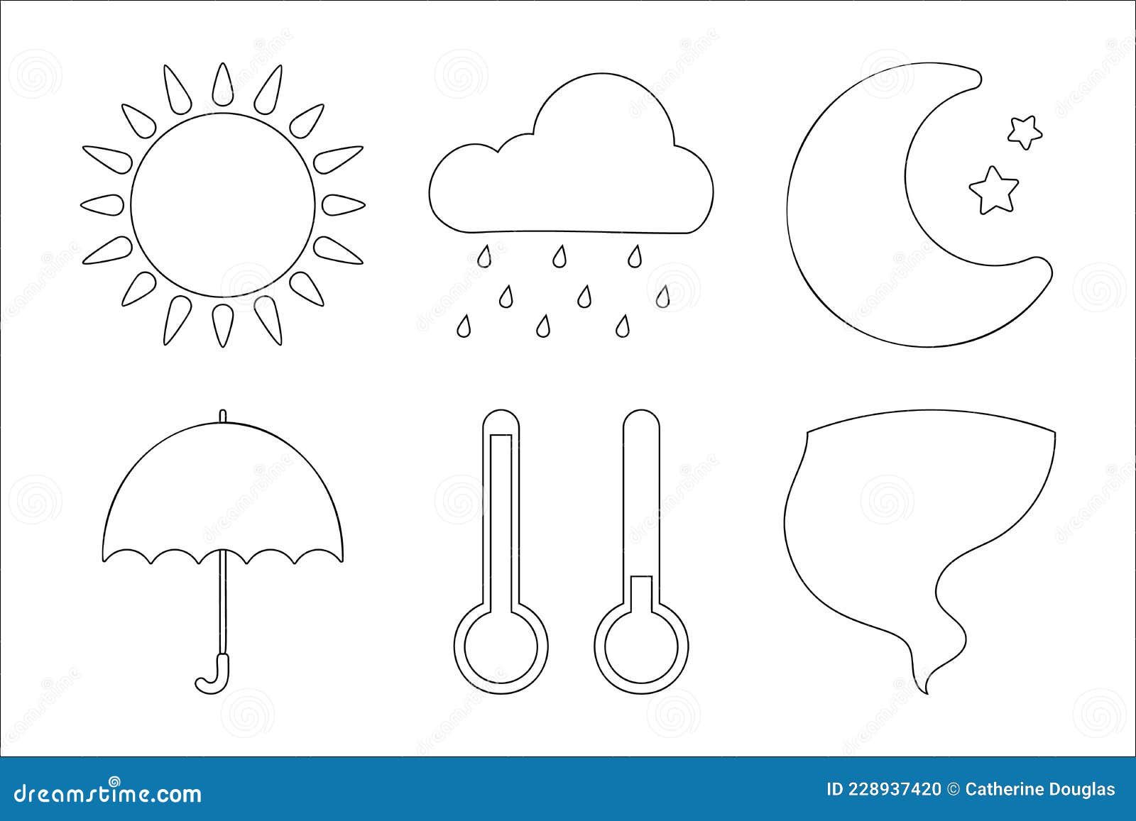 Line Art Design Weather Element Collection. Set Six Elements Stock ...